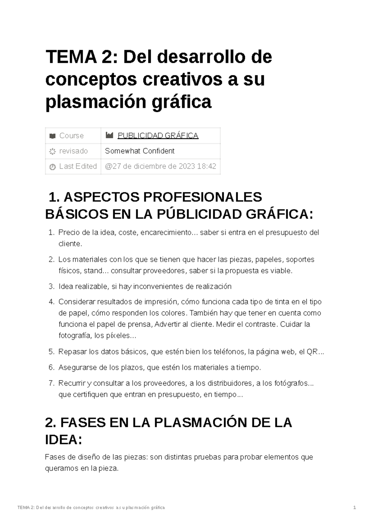 TEMA 2: Desarrollo de Conceptos Creativos en PUBLICIDAD GRÁFICA - Studocu