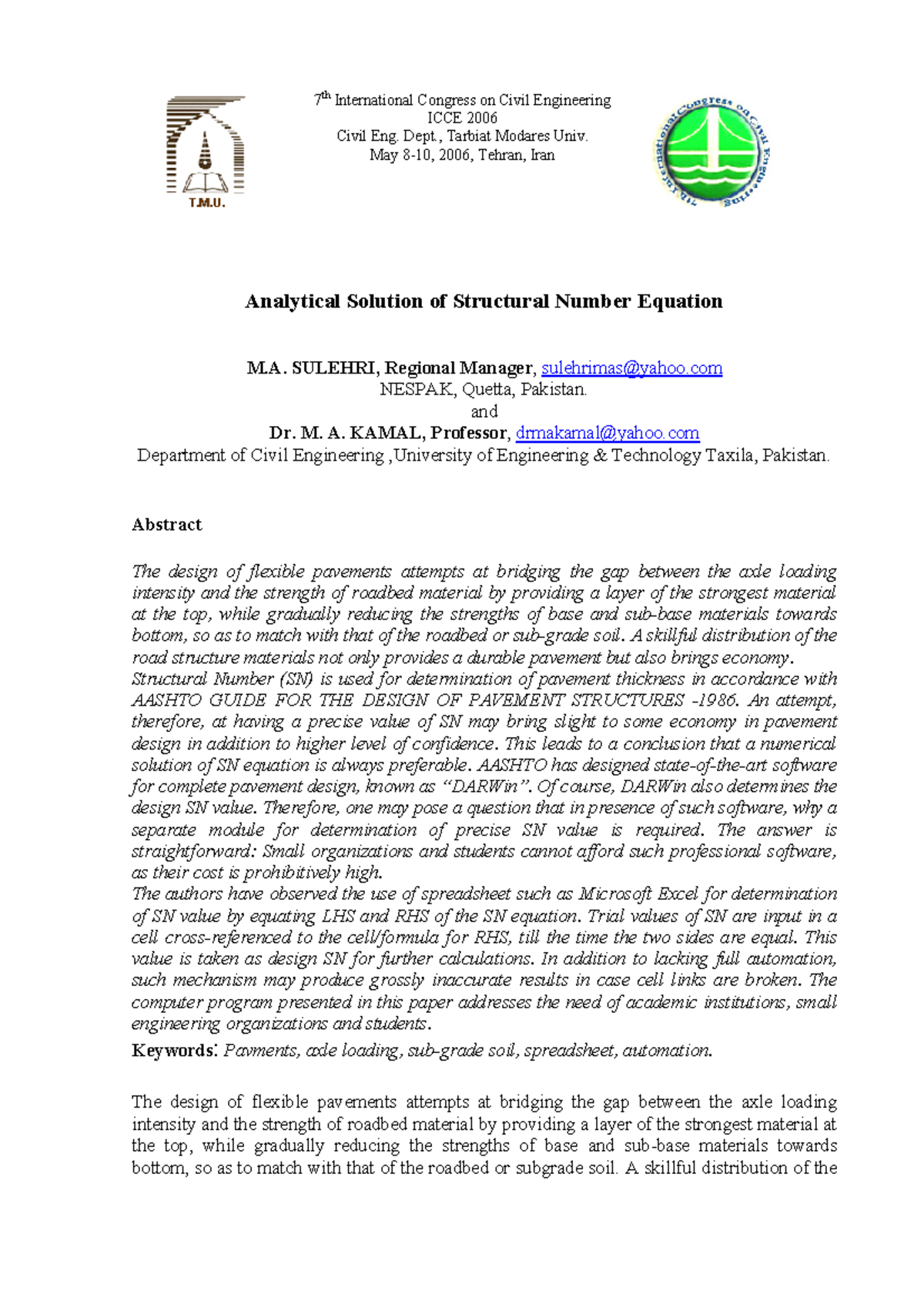 Analytical Solution of Structural Number Equation for Pavement Design ...