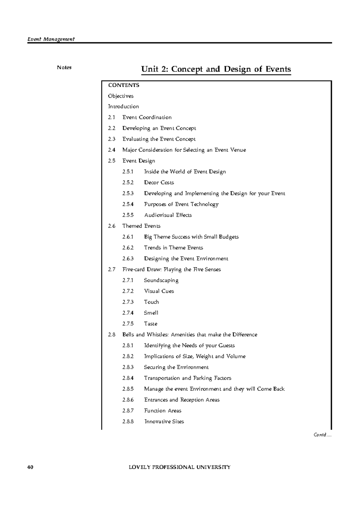 Event Management - UNIT 2: Event Concept & Design Overview - Studocu