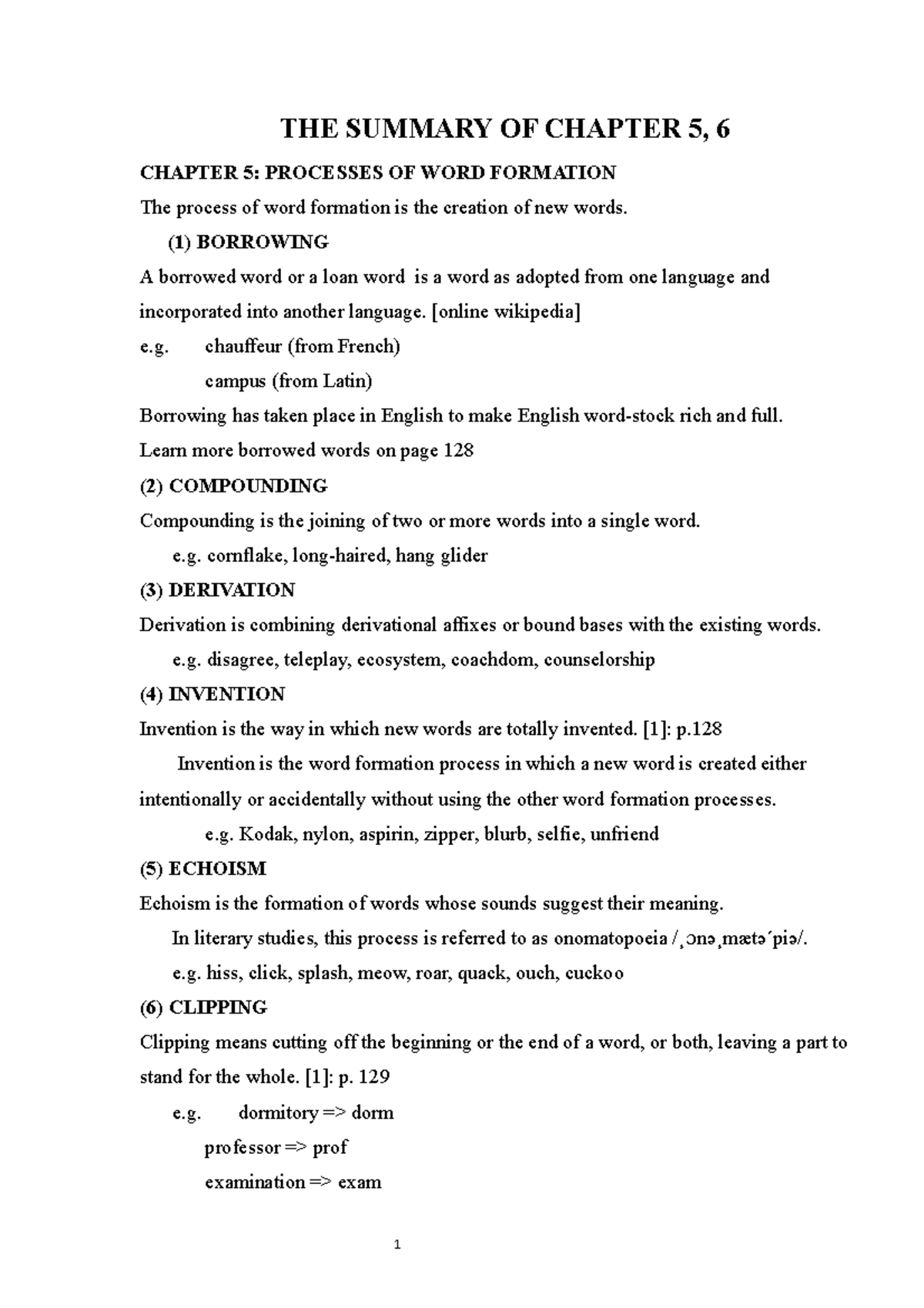 THE Review FOR Chapter 5 6 - THE SUMMARY OF CHAPTER 5, 6 CHAPTER 5 ...