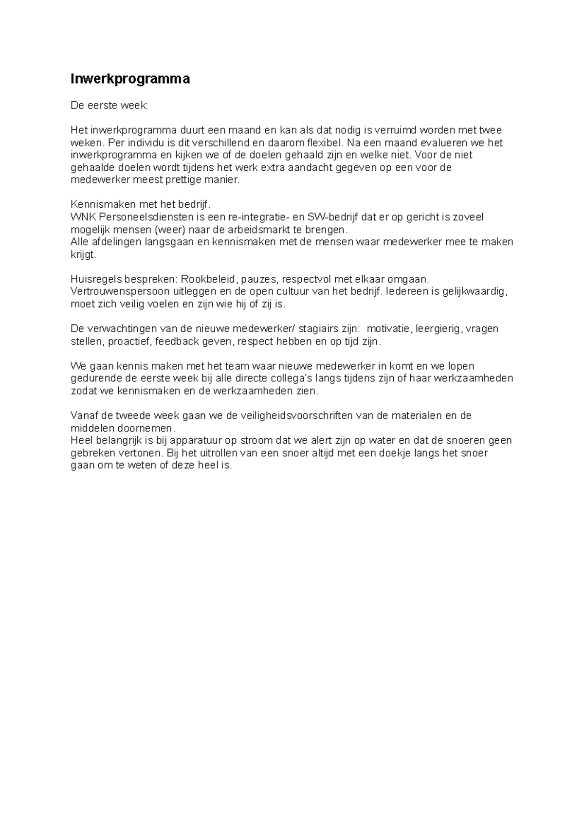 Inwerkprogramma voor nieuwe medewerkers - Opdracht 2 Begeleiden ...