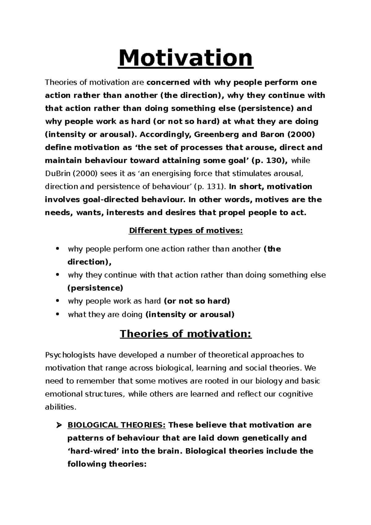 Introduction to Motivation and Emotion: Key Theories and Concepts - Studocu
