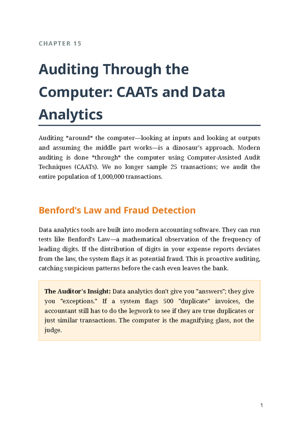 CHAPTER 15: CAATs & Data Analytics in Modern Auditing - Studocu