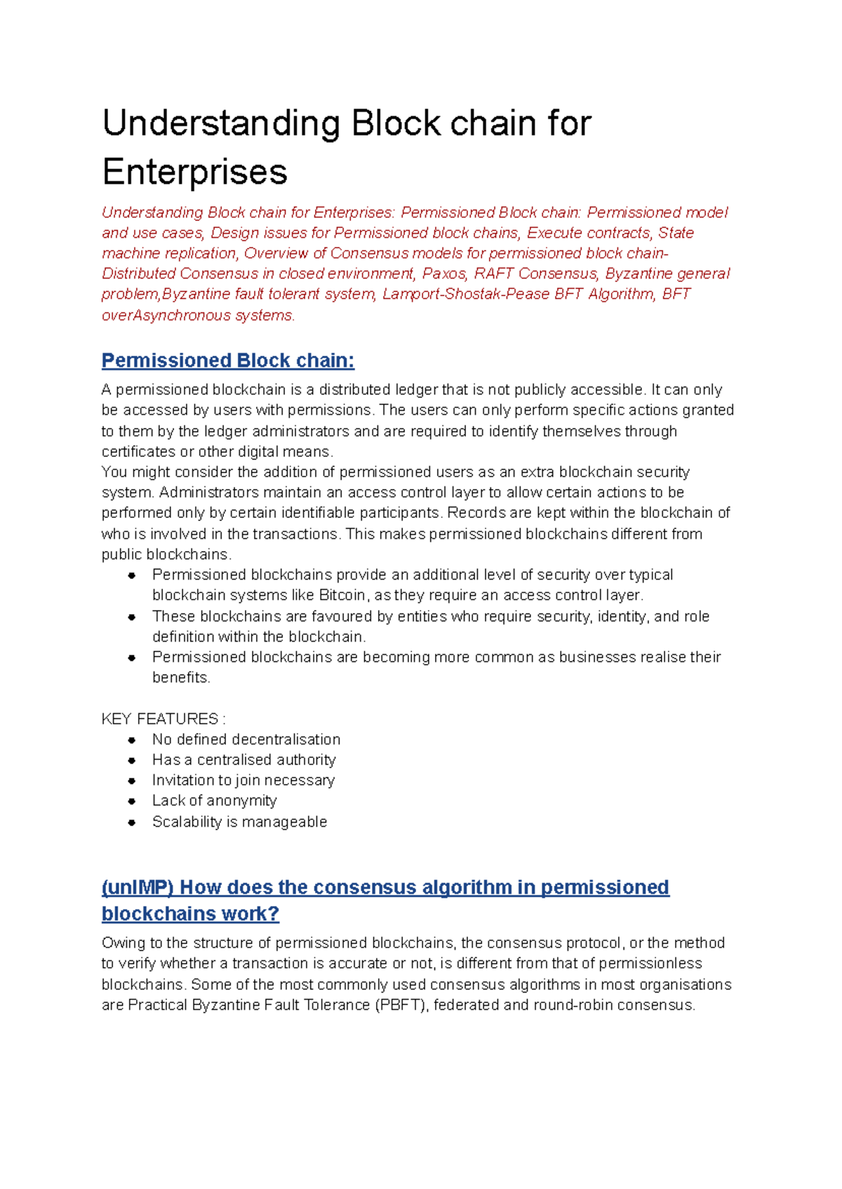 Blockchain-3 - Lecture Notes on Permissioned Blockchain Consensus ...