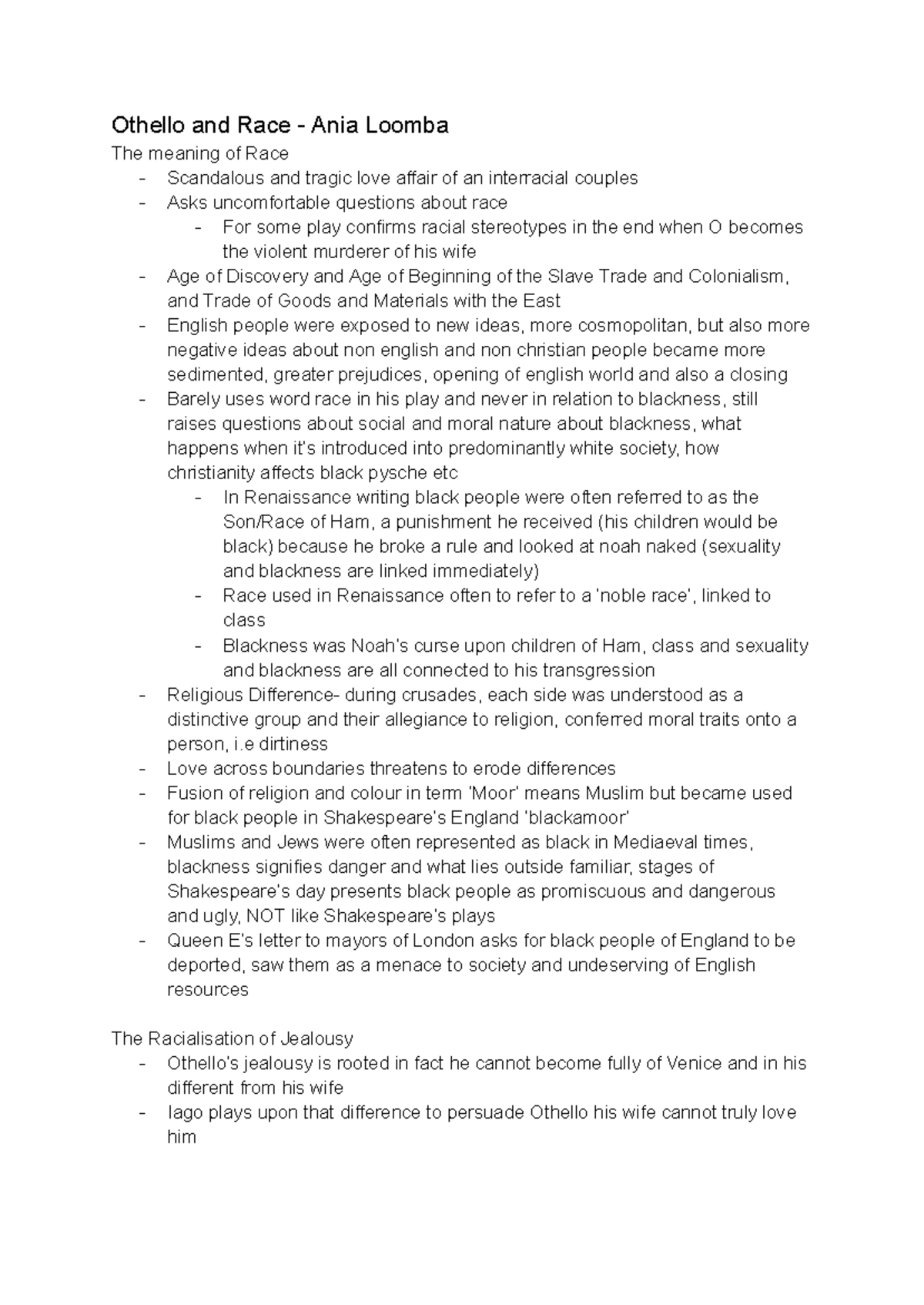 Othello: Racial Dynamics and Themes of Jealousy in Shakespeare's Play ...