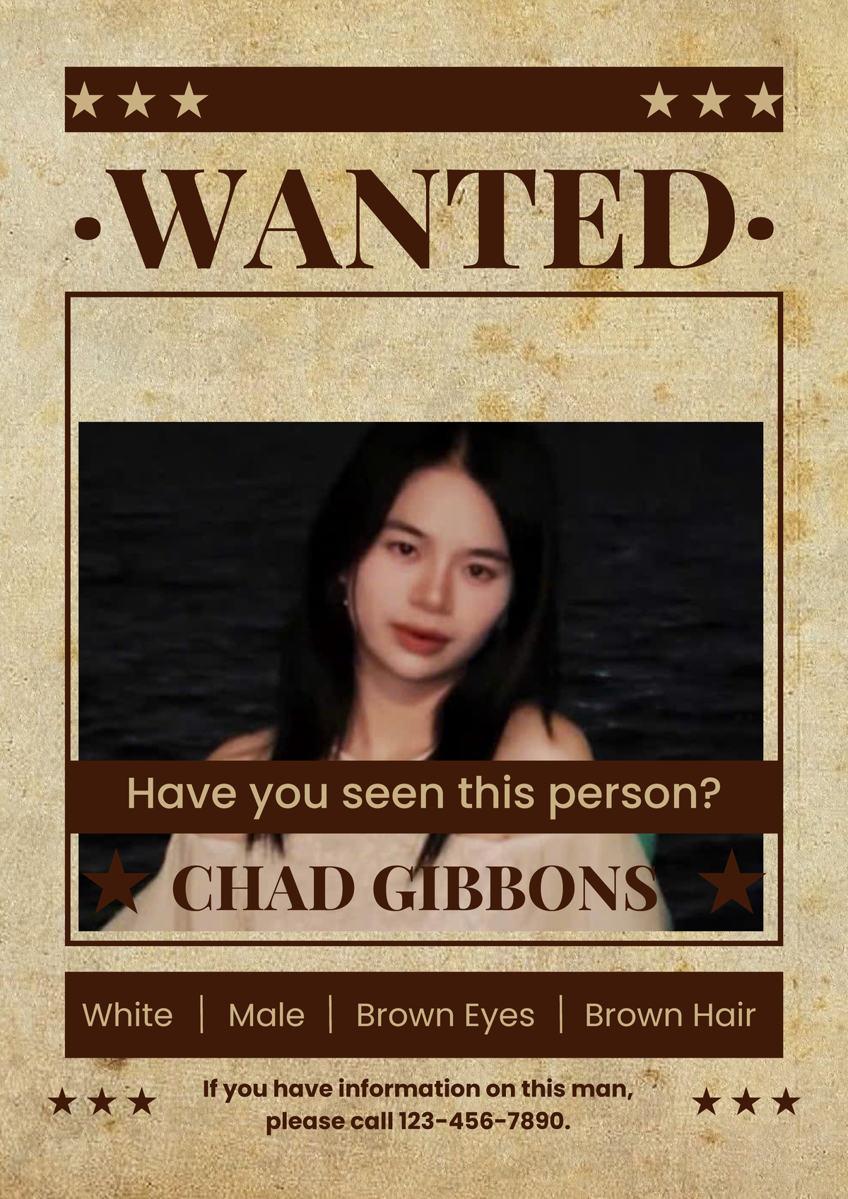 Wanted Poster: Information on Chad Gibbons - Male, Brown Eyes & Hair ...