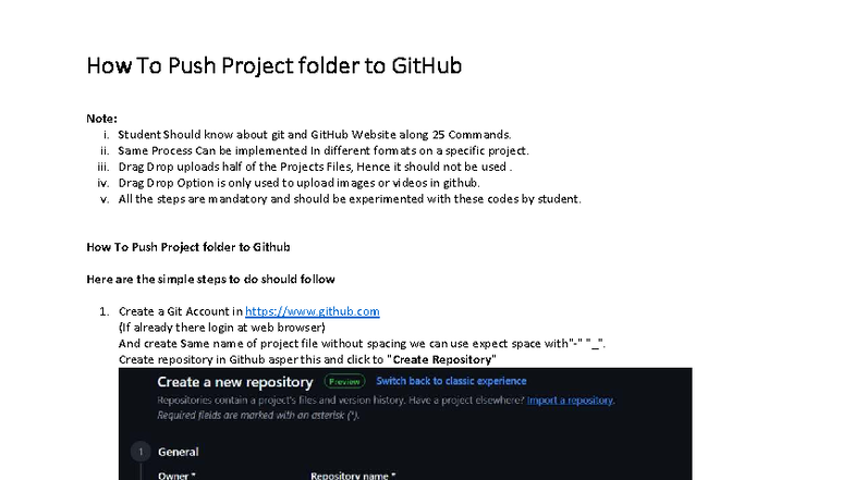 Projects Push to GitHub Tutorial: Step-by-Step Guide - Studocu