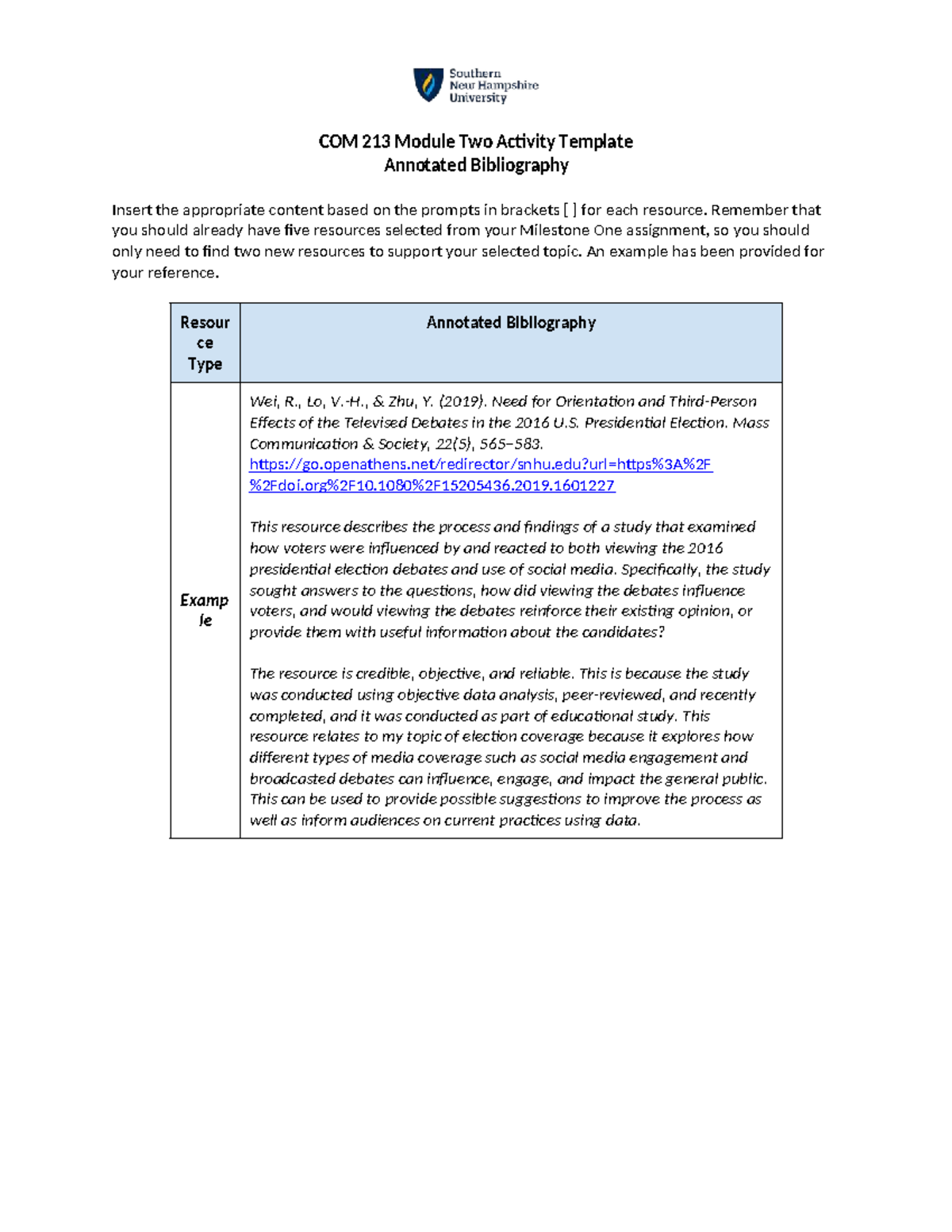 COM 213 Annotated Bibliography for Module Two Activity - Studocu