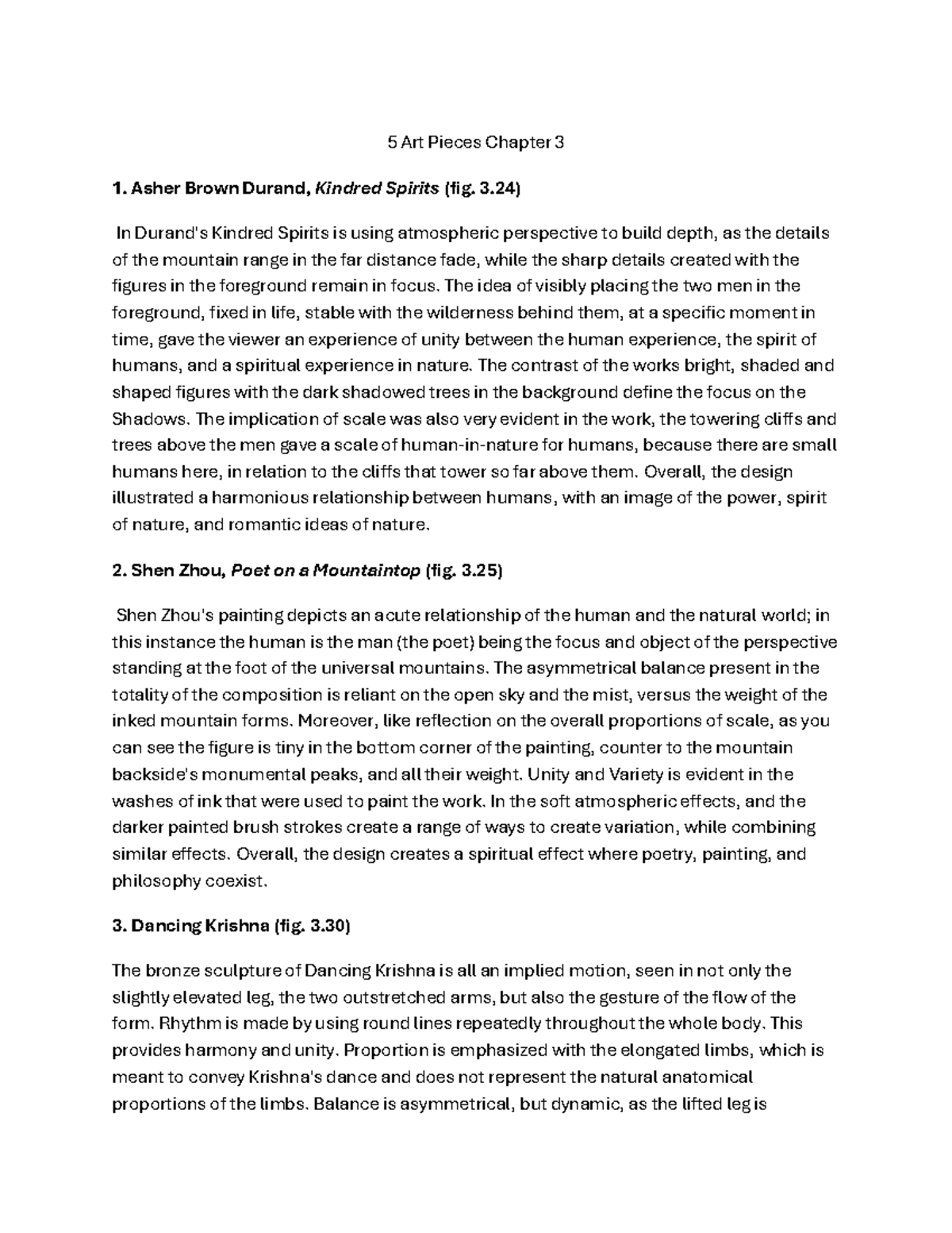 5 Art Pieces Analysis - Chapter 3 Lecture Notes - Studocu