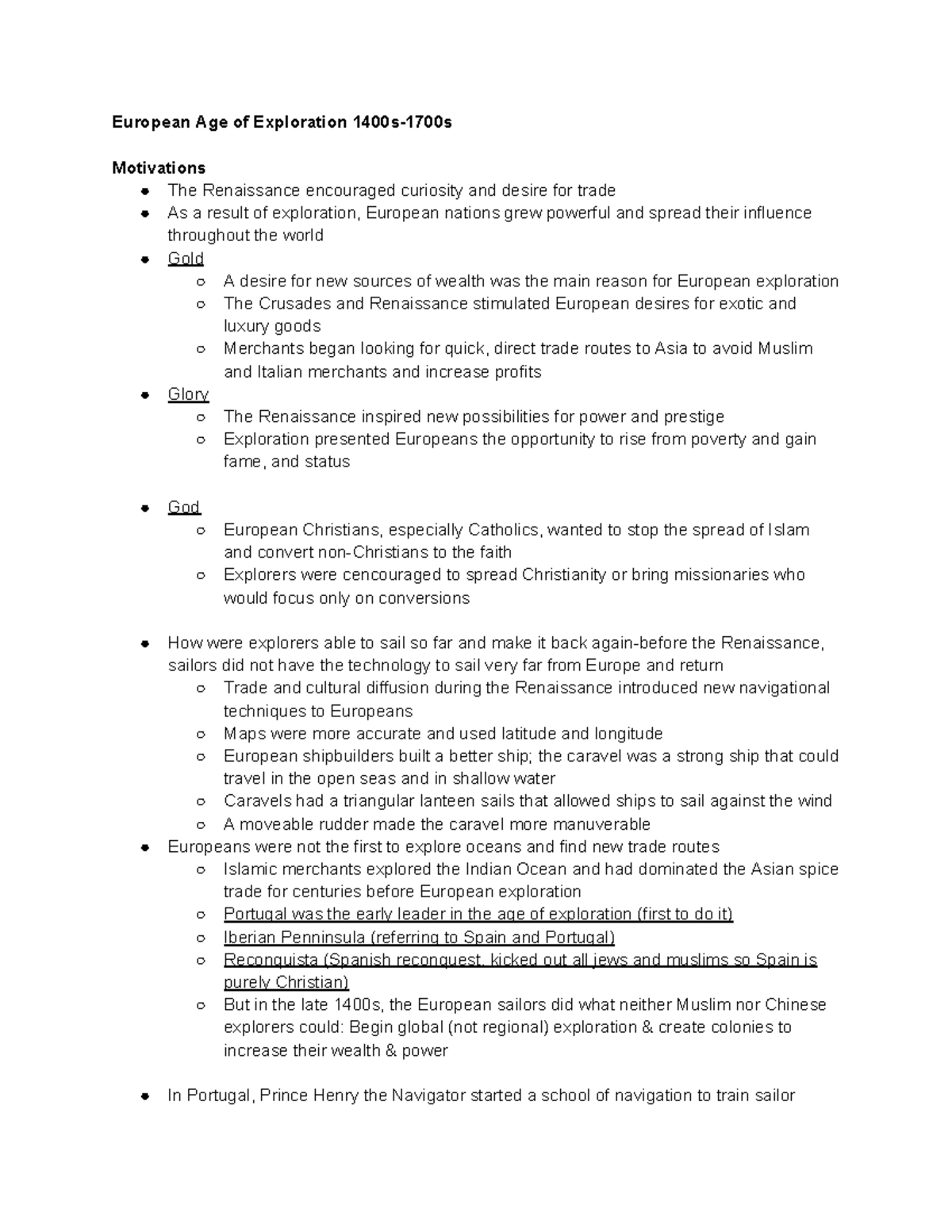 European Age of Exploration (1400s-1700s) - Motivations & Impacts - Studocu
