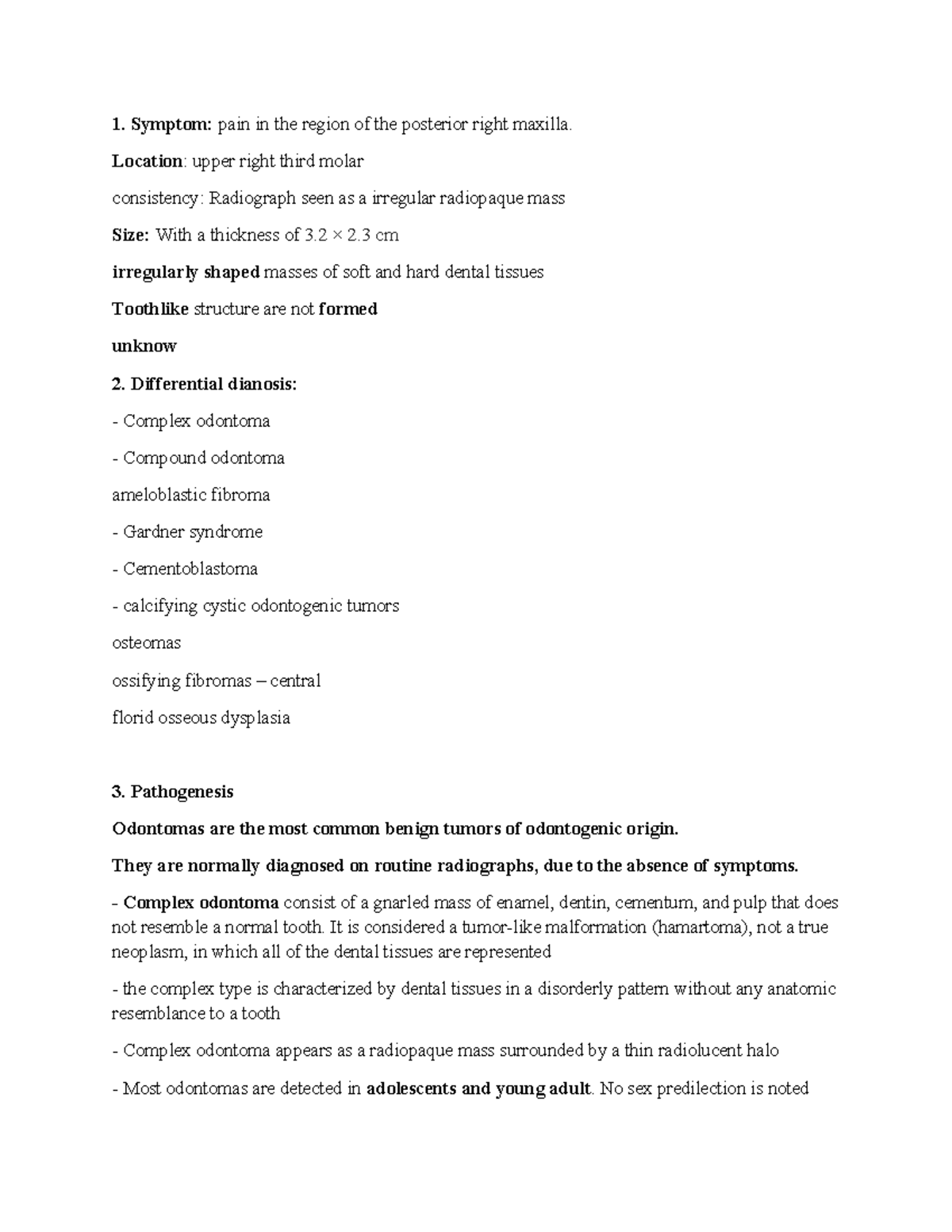 CASE Study 2 - Complex Odontoma Pathology & Diagnosis - Studocu