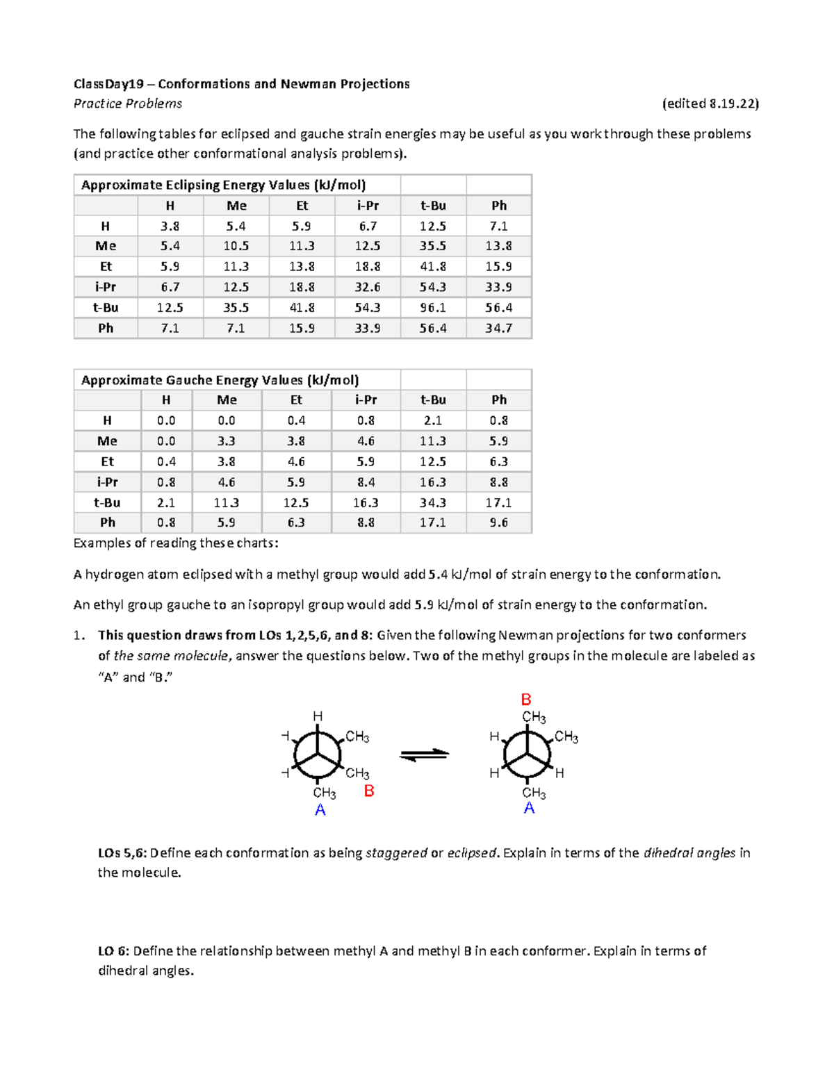 (r)Class Day 19 Practice Problems Conformers Newman Projections ...