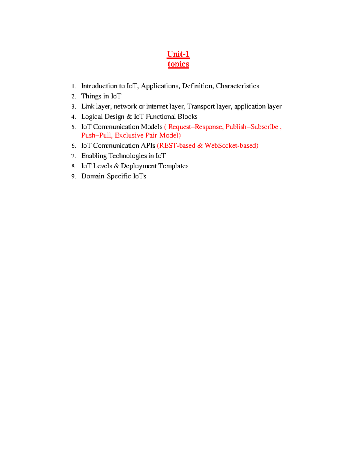 IoT Unit-1 Complete Notes: Introduction, Applications, and ...