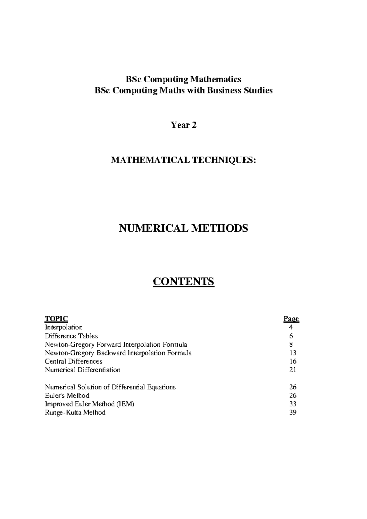 Numerical Methods: Newton-Gregory Interpolation Techniques - BSc Comp ...