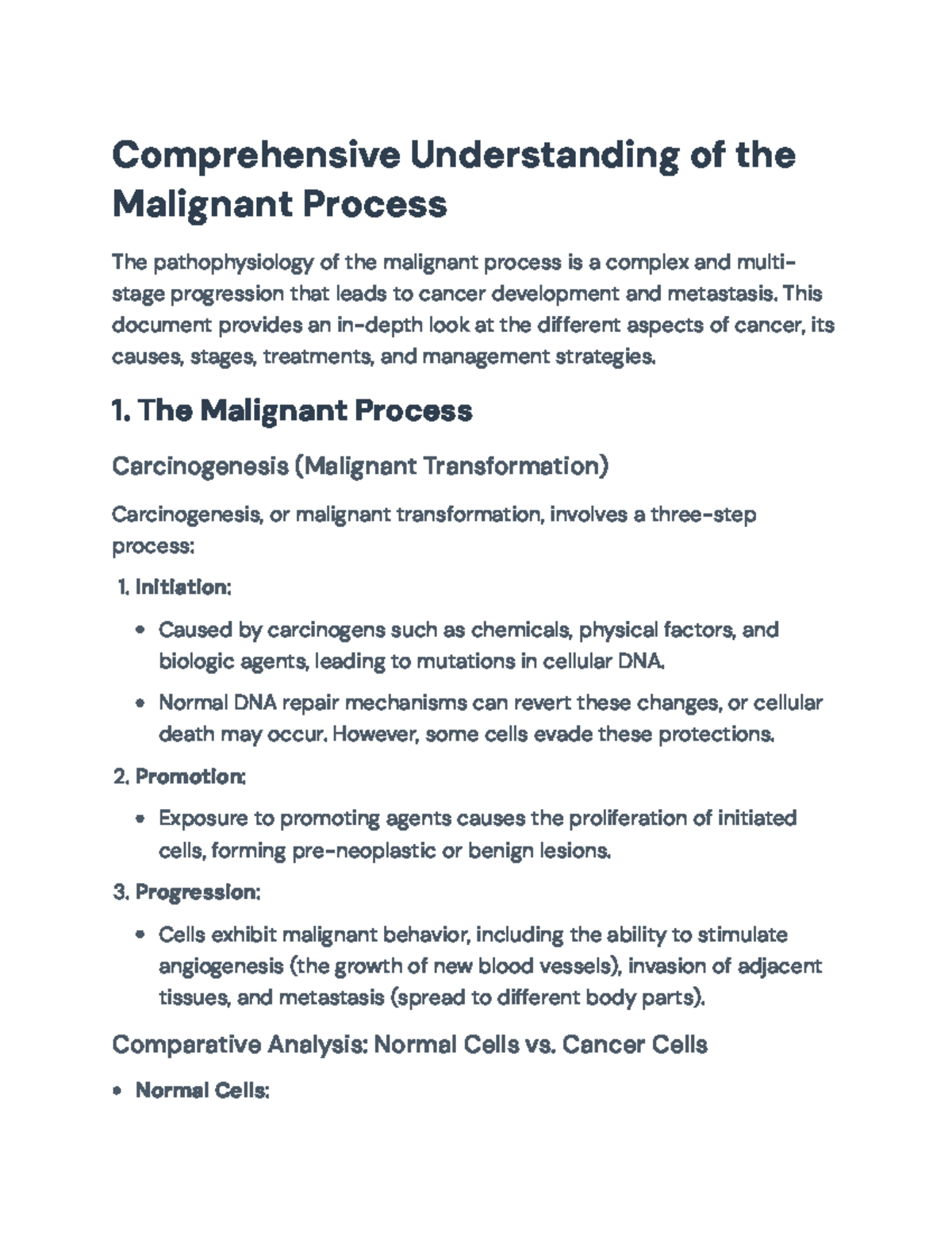 Comprehensive Overview of Cancer Pathophysiology and Treatment ...