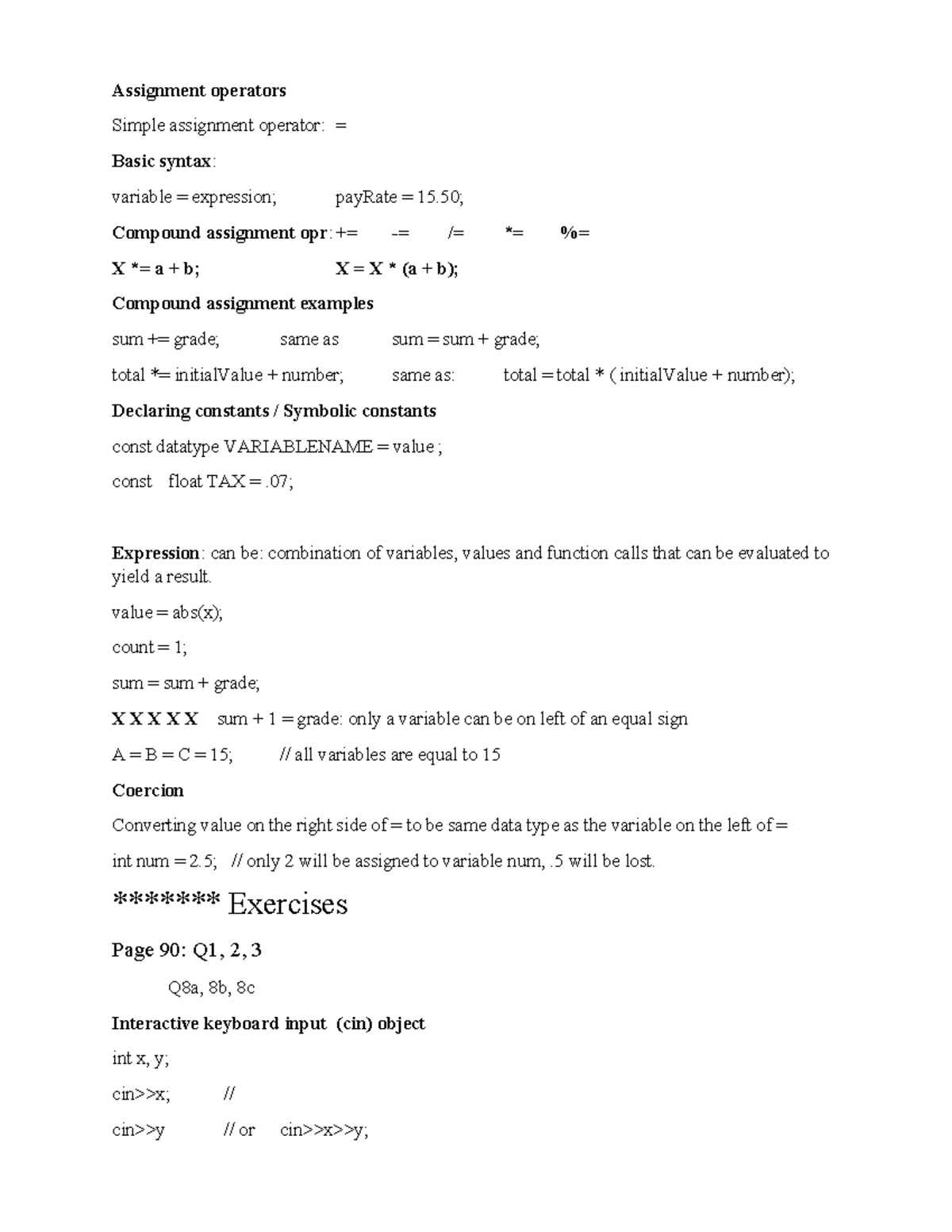 C++ Assignment Operators & Formatting Output Guide - Studocu
