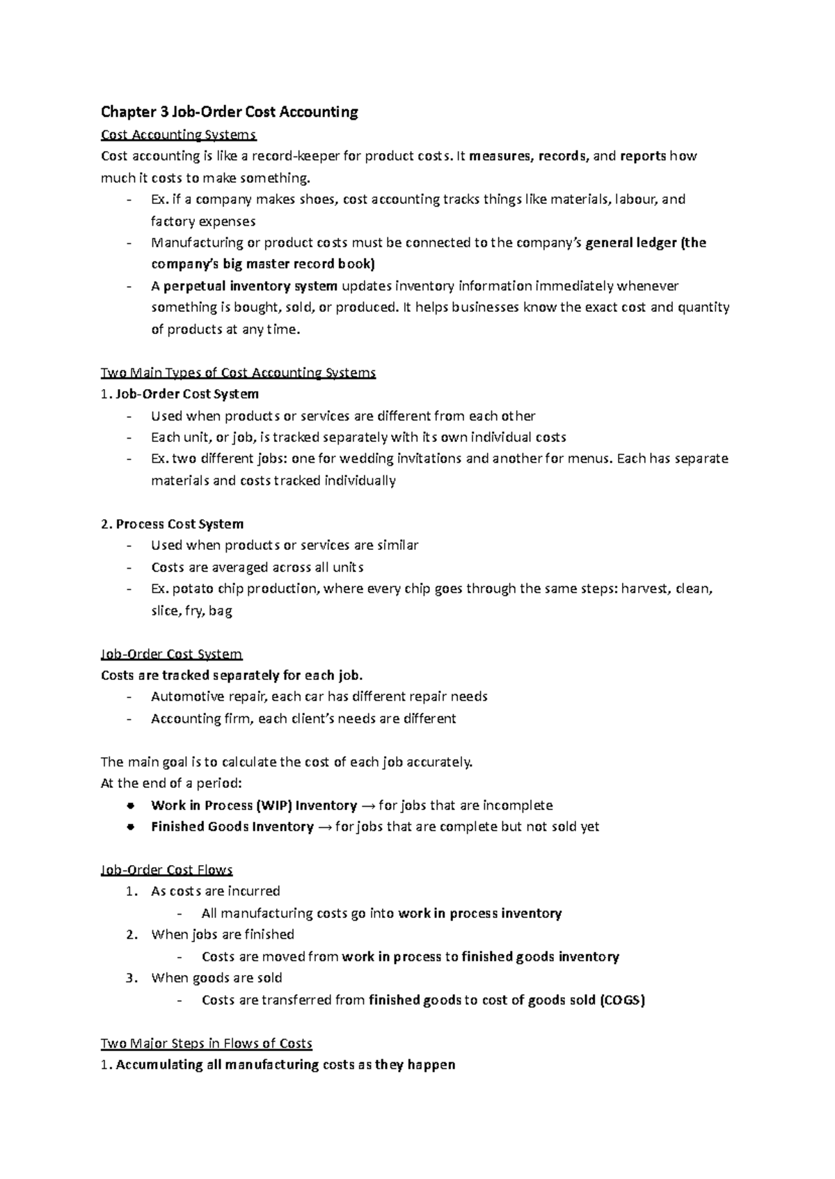 Chapter 3: Cost Accounting Systems Overview and Key Concepts - Studocu