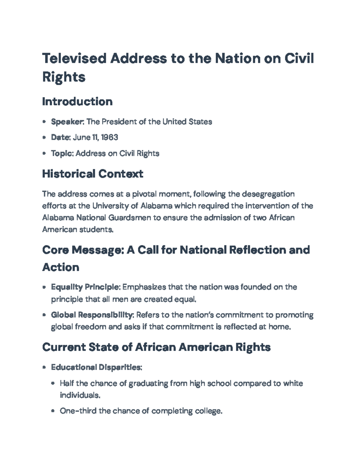 Televised Address on Civil Rights by the President (June 11, 1963 ...