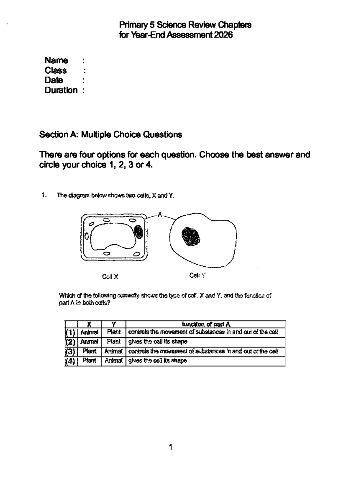 P5 Science Review for Assessment 2026: Chapters & Questions - Studocu