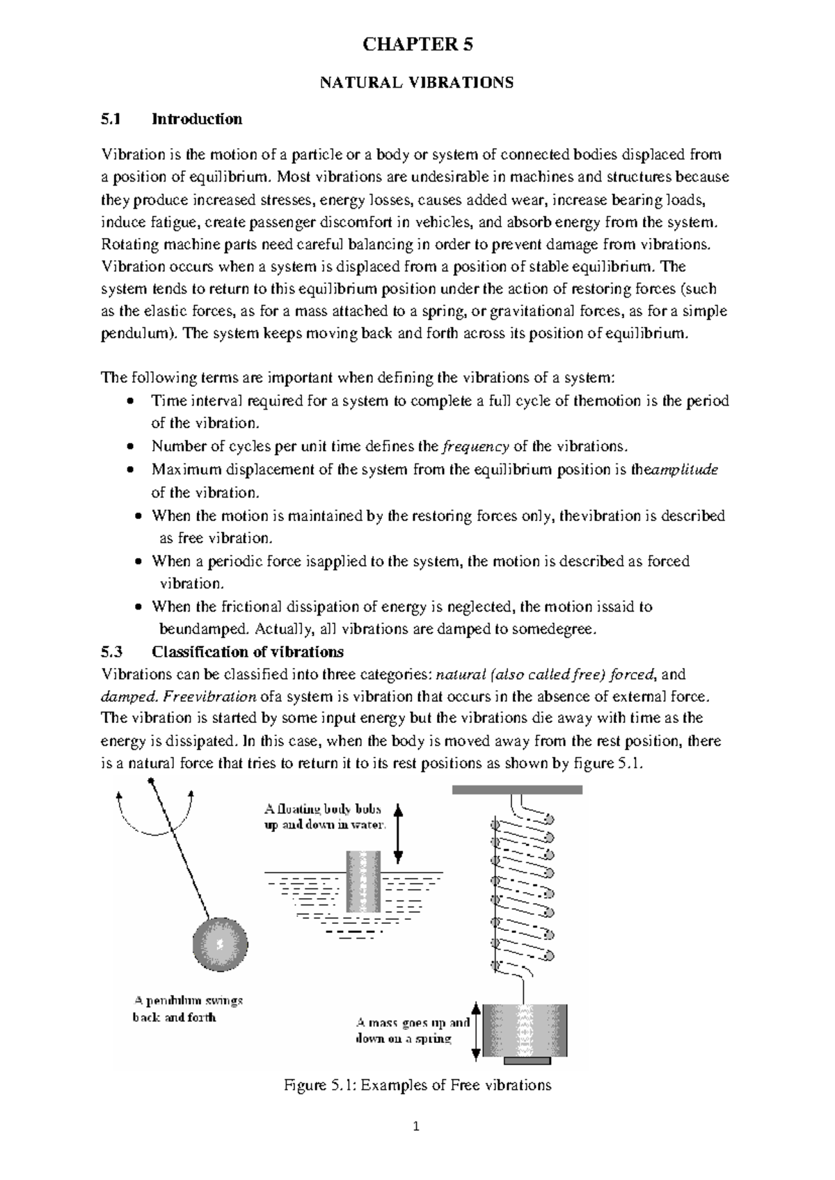 Natural Vibrations in Mechanical Systems - Chapter 5 Notes - Studocu