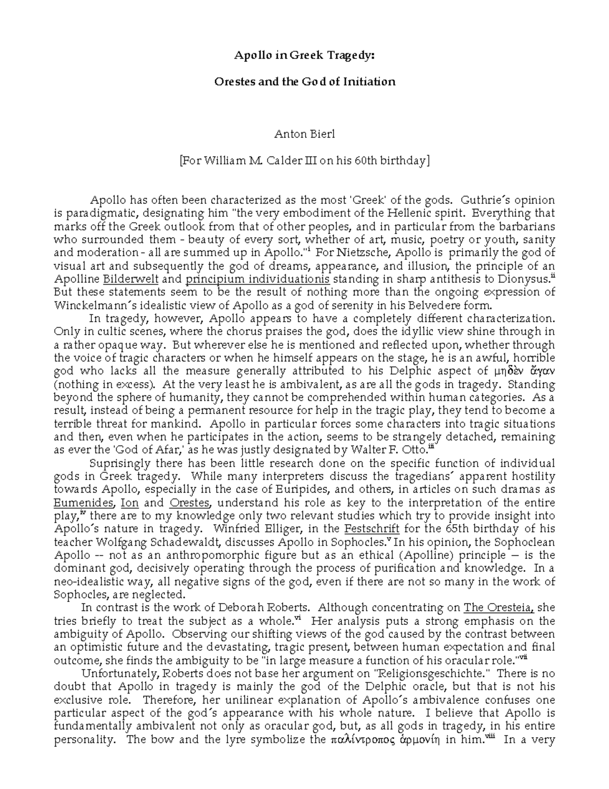 Apollo in Greek Tragedy: The Ambivalence of Orestes and Initiation ...