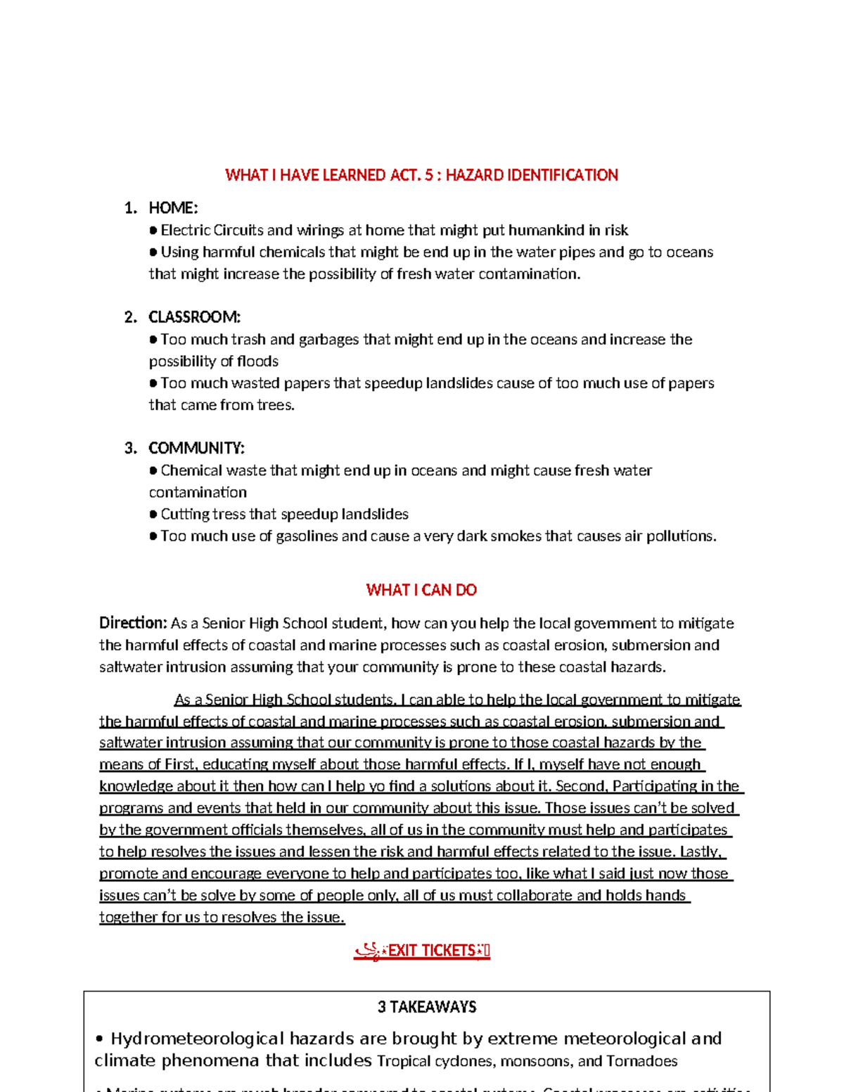 Hazard Identification: Risks from Home, Classroom, and Community - Studocu