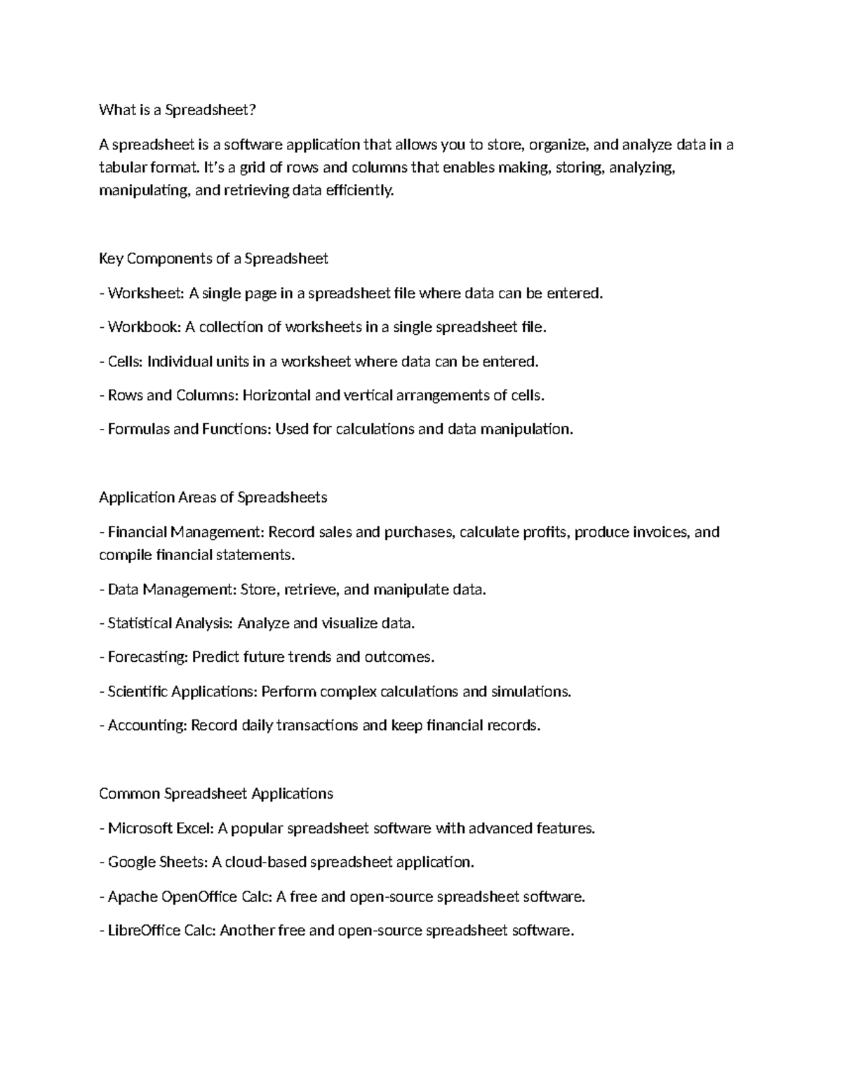 Understanding Spreadsheets: Key Concepts and Applications (GHC 200 ...