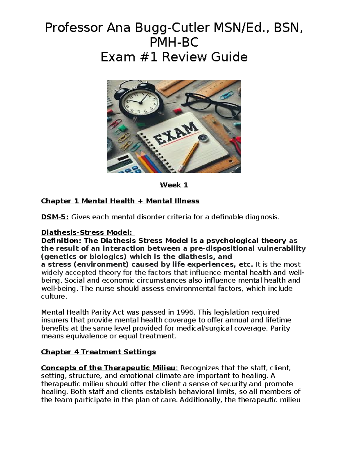 MH RN Exam 1 Study Guide: Mental Health & Illness Overview - Studocu