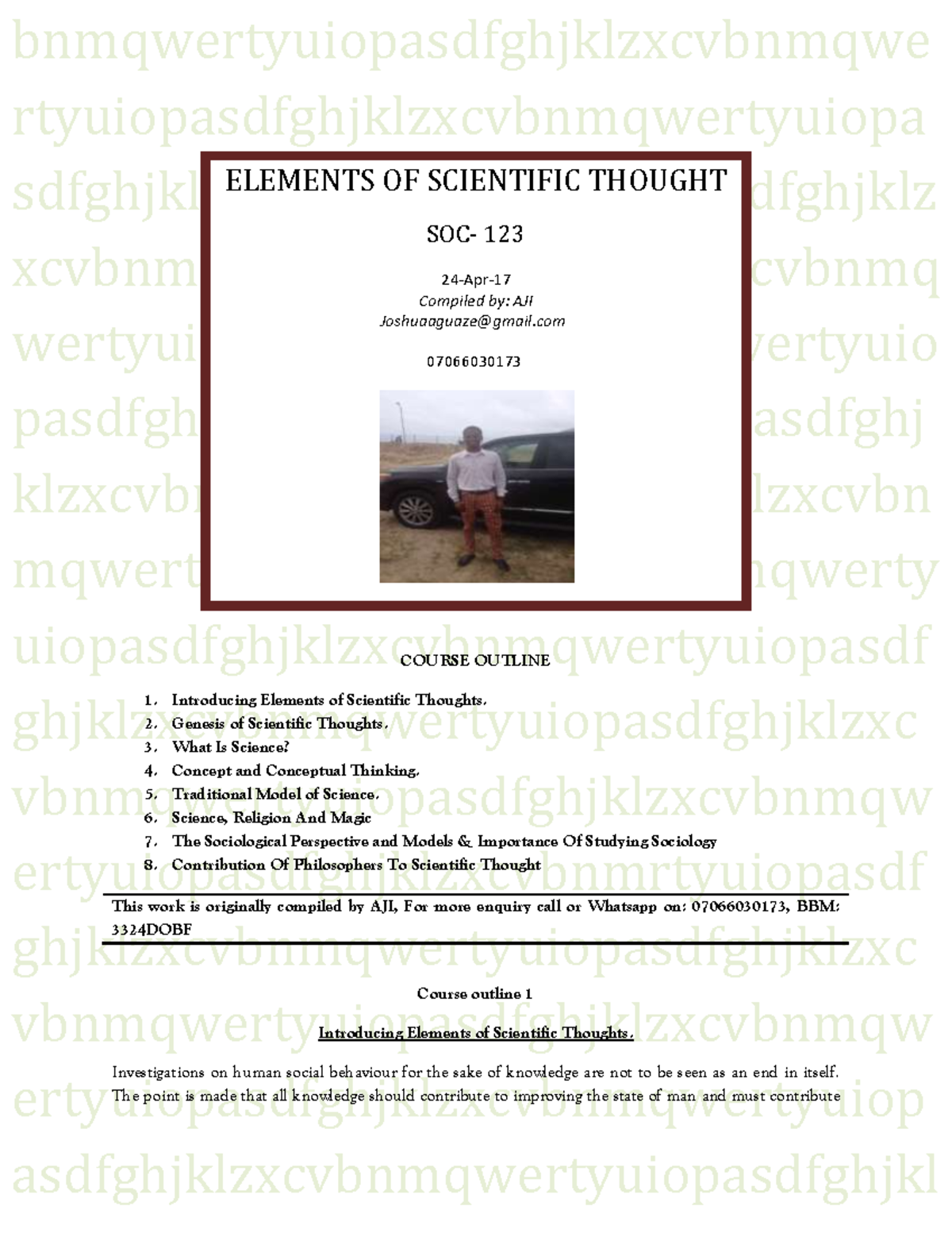 Elements of Scientific Thought: Comprehensive Guide - SOC 123-1 - Studocu