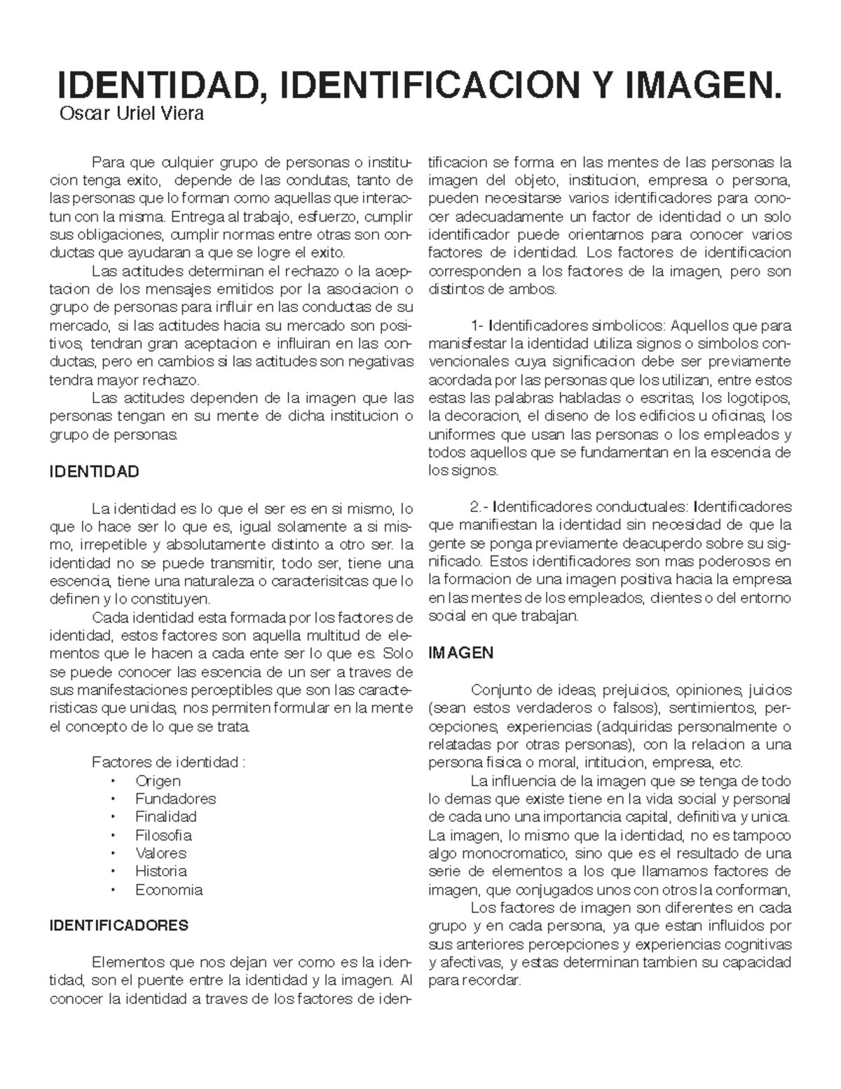 Idetidad identificacion y imagen - Para que culquier grupo de personas ...