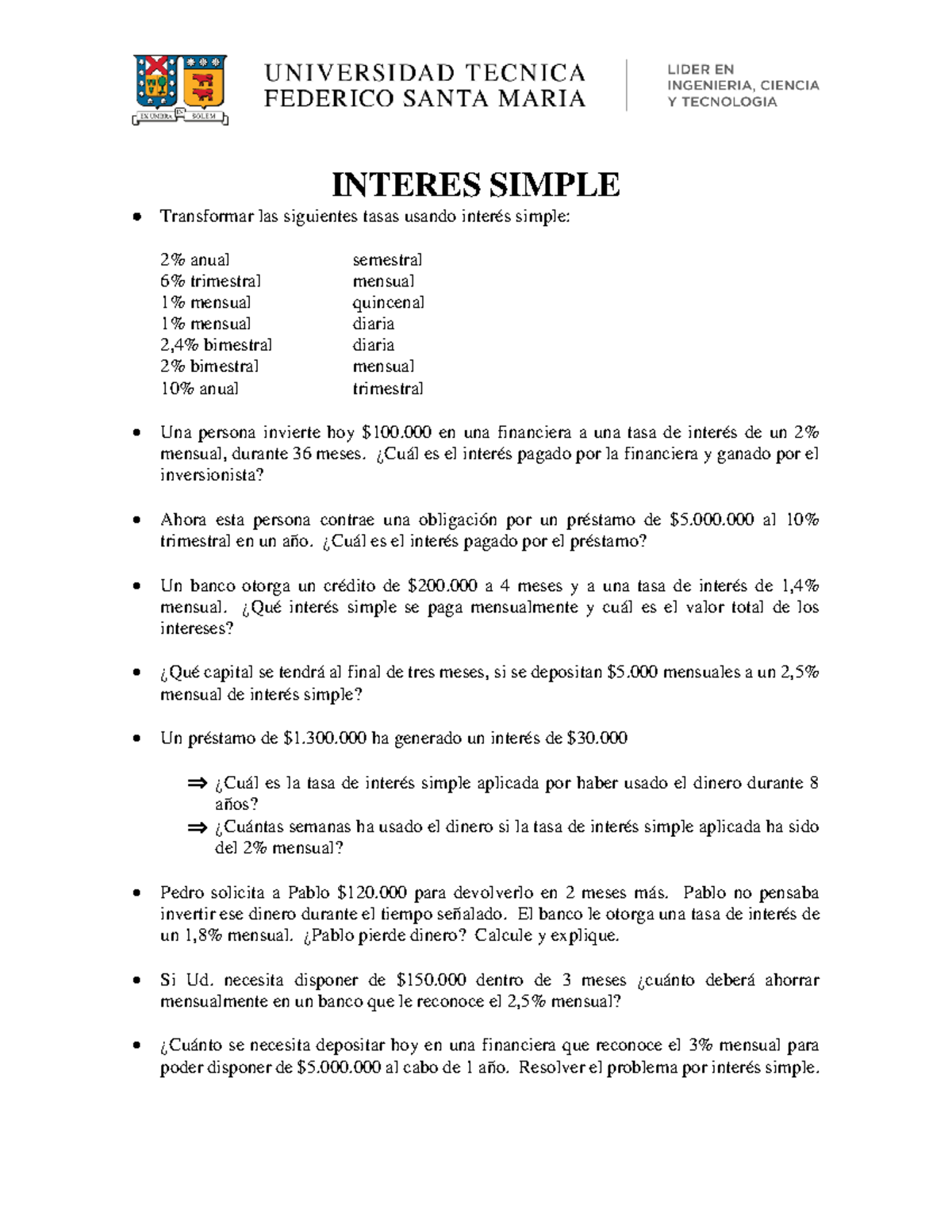 Guía de Interés Simple: Cálculos y Ejemplos Prácticos - Studocu