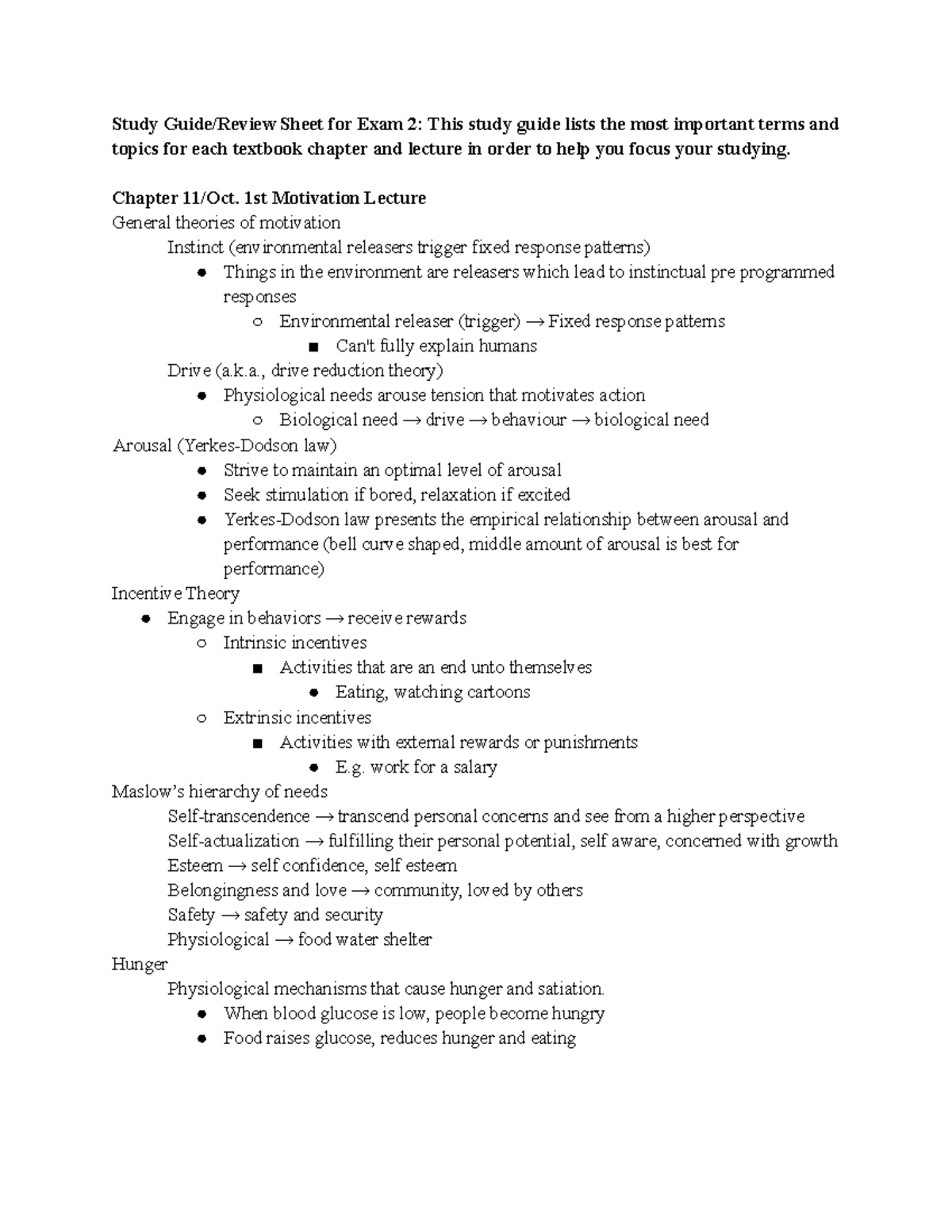 Exam 2 Study Guide - Study Guide/Review Sheet for Exam 2: This study ...