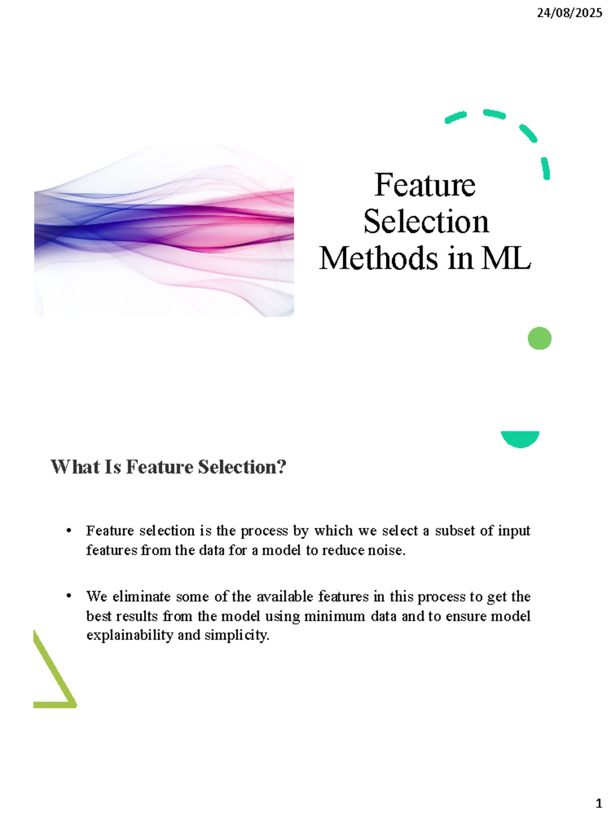 Week 9: Feature Selection Methods in ML - Overview and RFE Techniques ...