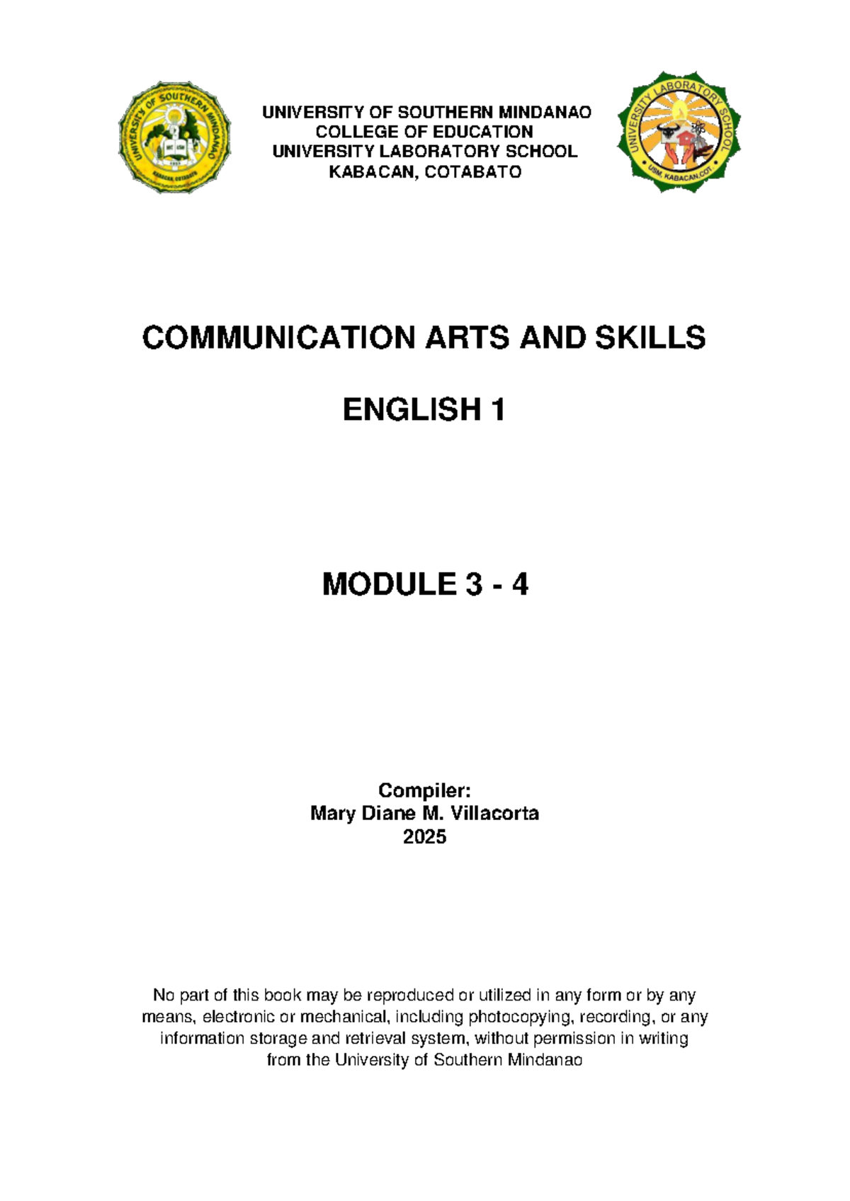 ENG 1 MODULE 3: Communication Arts & Skills Through Philippine ...