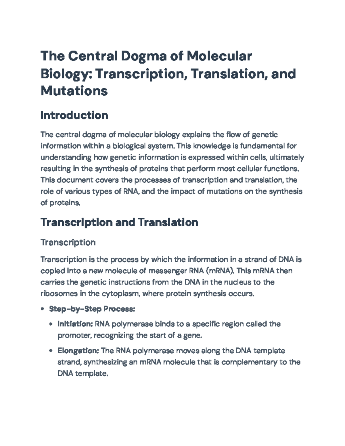 Central Dogma of Molecular Biology: Transcription & Translation ...