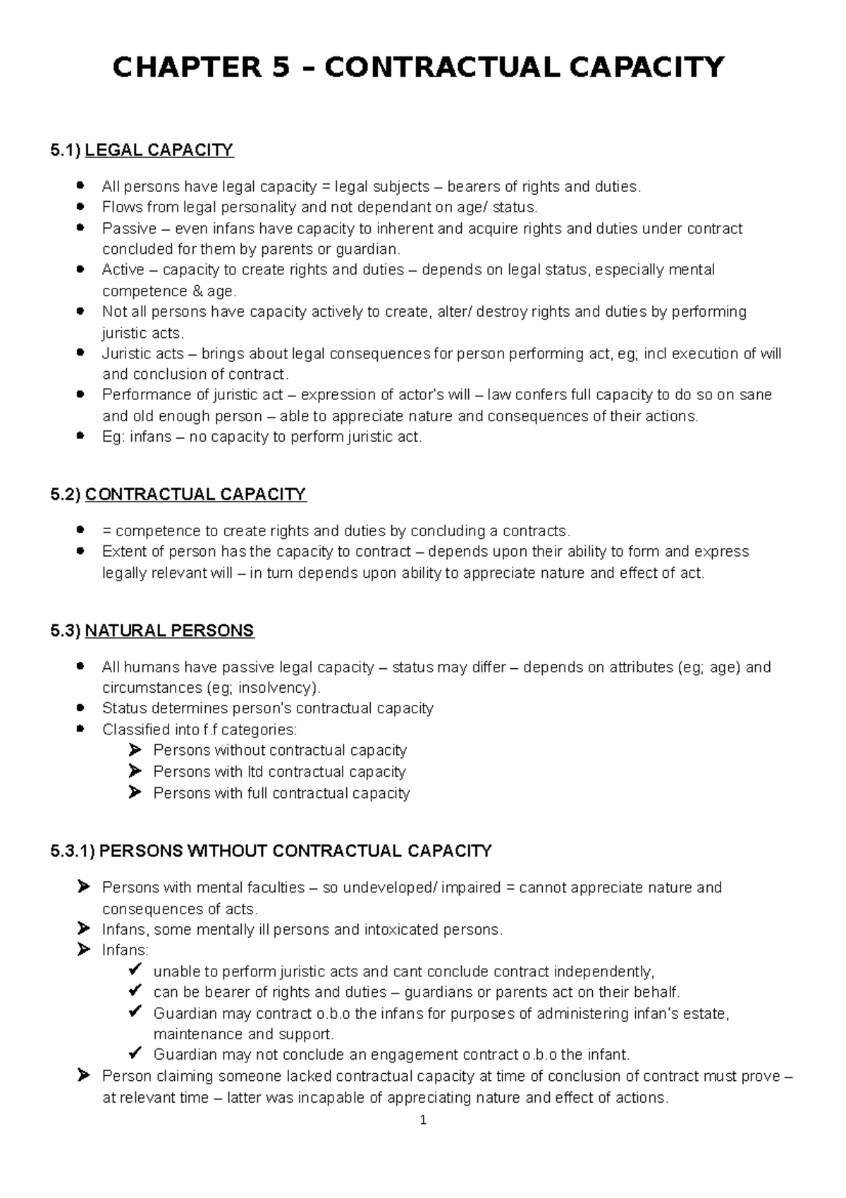 Contractual Capacity: Understanding Legal Aspects - Chapter 5 - Studocu