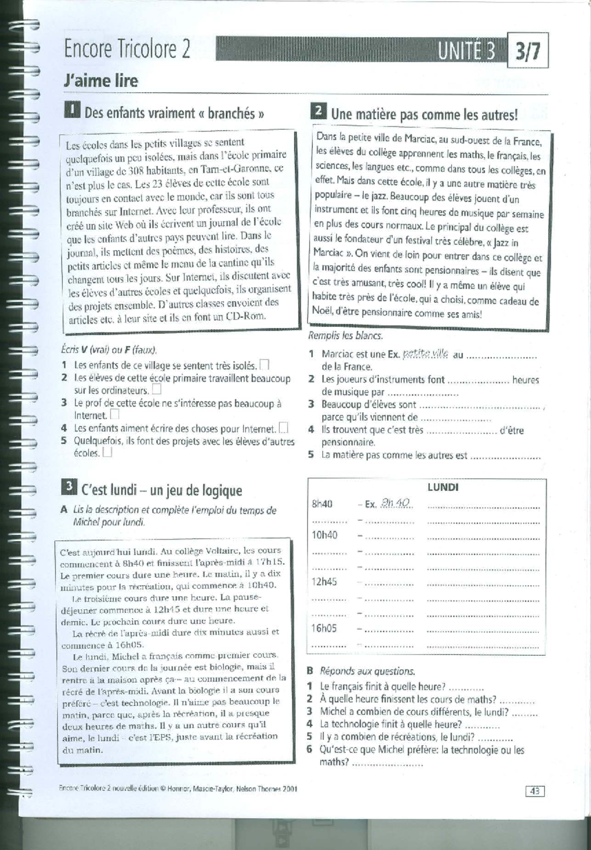 Encore Tricolore 2 - Unité 3: Les Enfants Branchés et l'École Unique ...