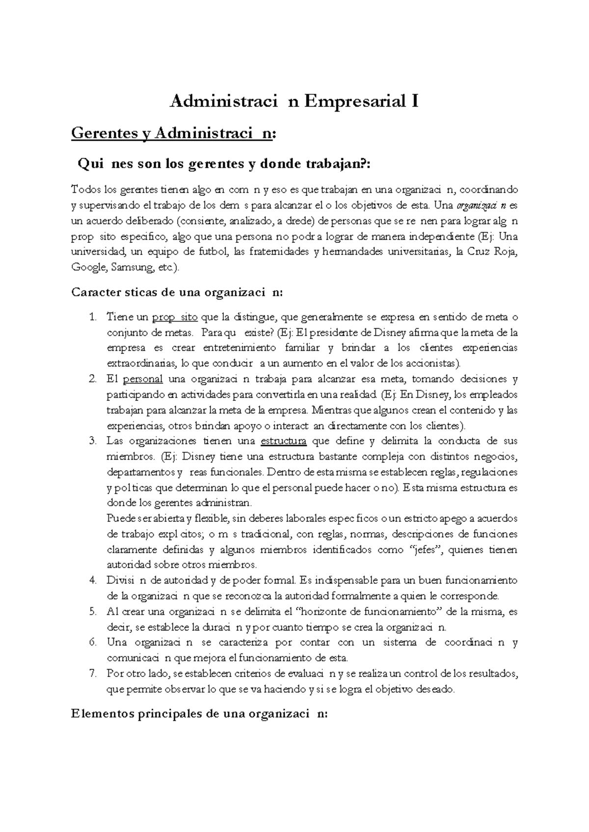 Administración Empresarial I: Gerentes y Estructura Organizacional ...