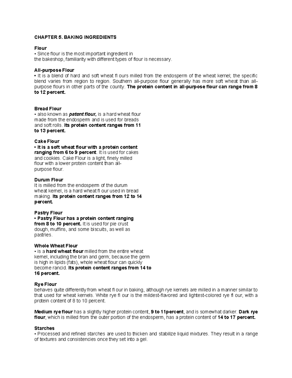 CHAPTER 5 BPP: Essential Baking Ingredients and Their Functions - Studocu