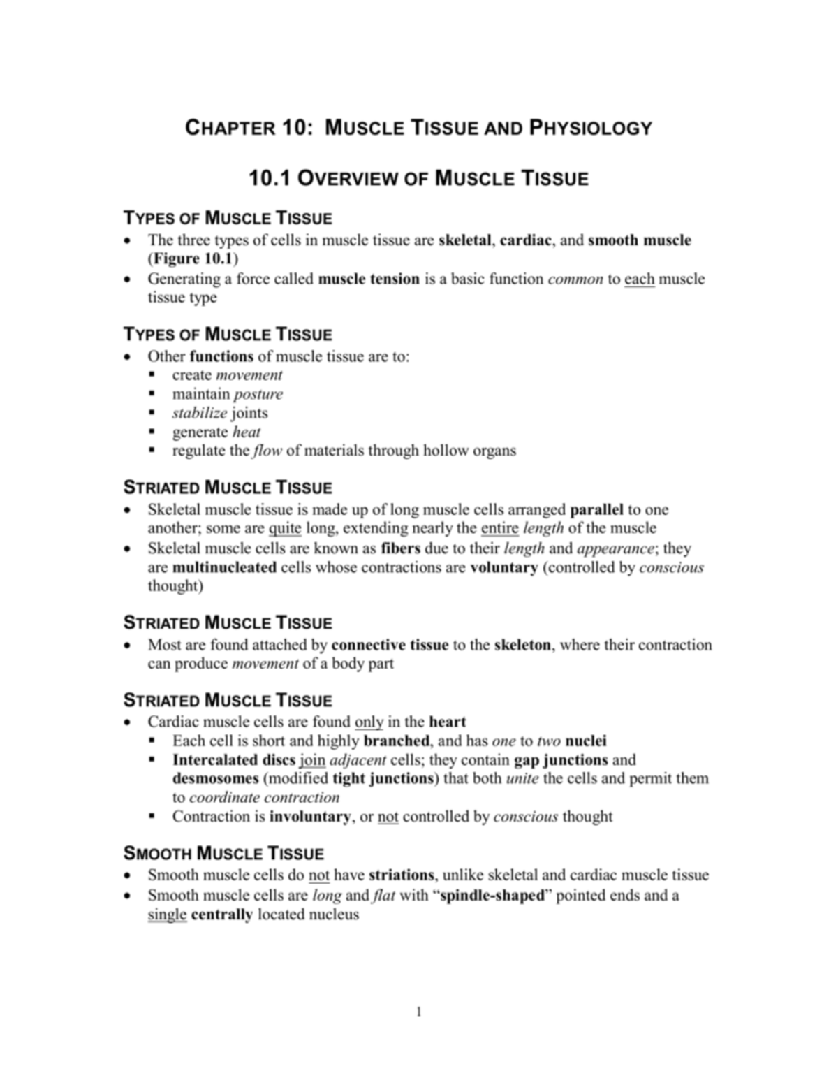 Anatomy 12 - practice materials - CHAPTER 10: MUSCLE TISSUE AND ...