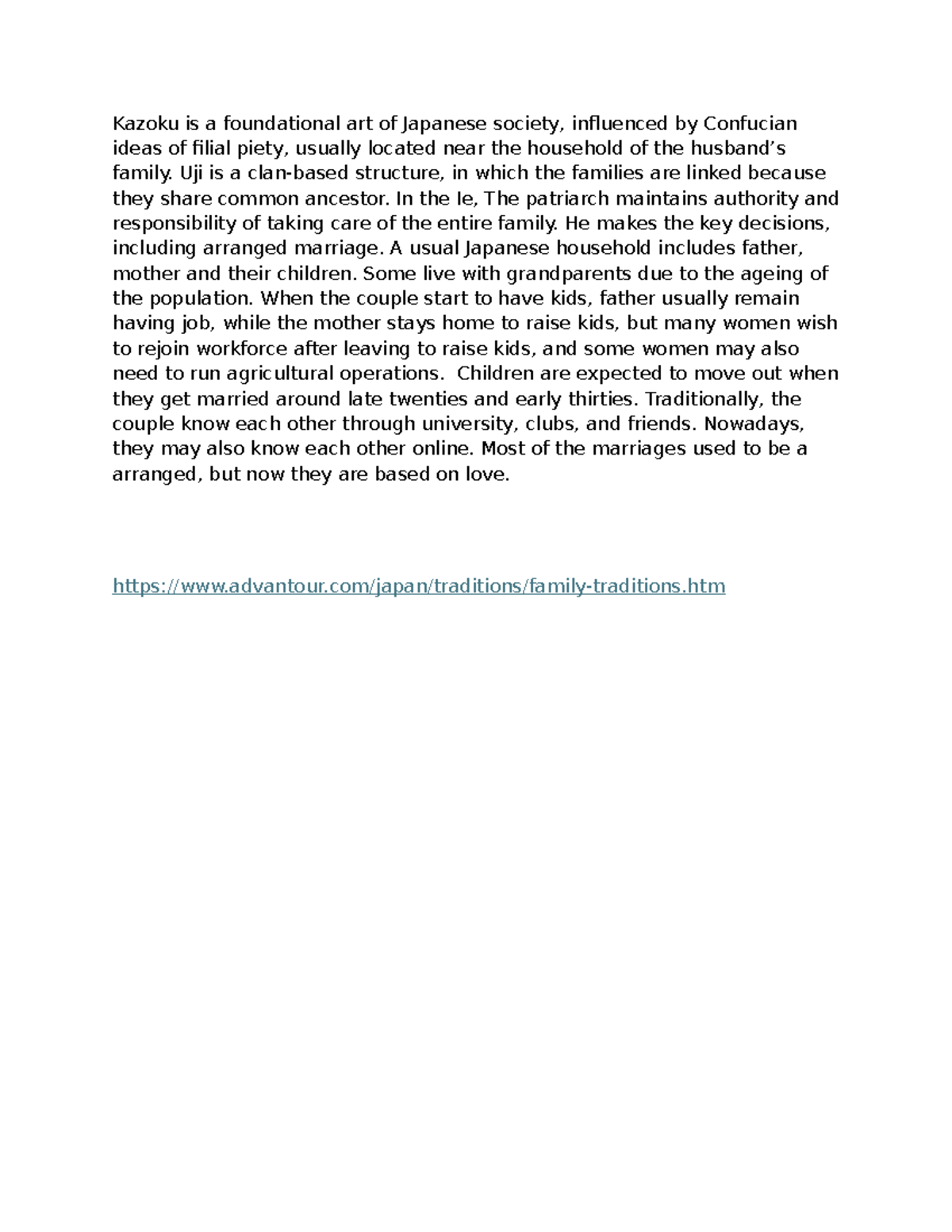 Kazoku - Cultural Insights on Japanese Family Structure - Studocu