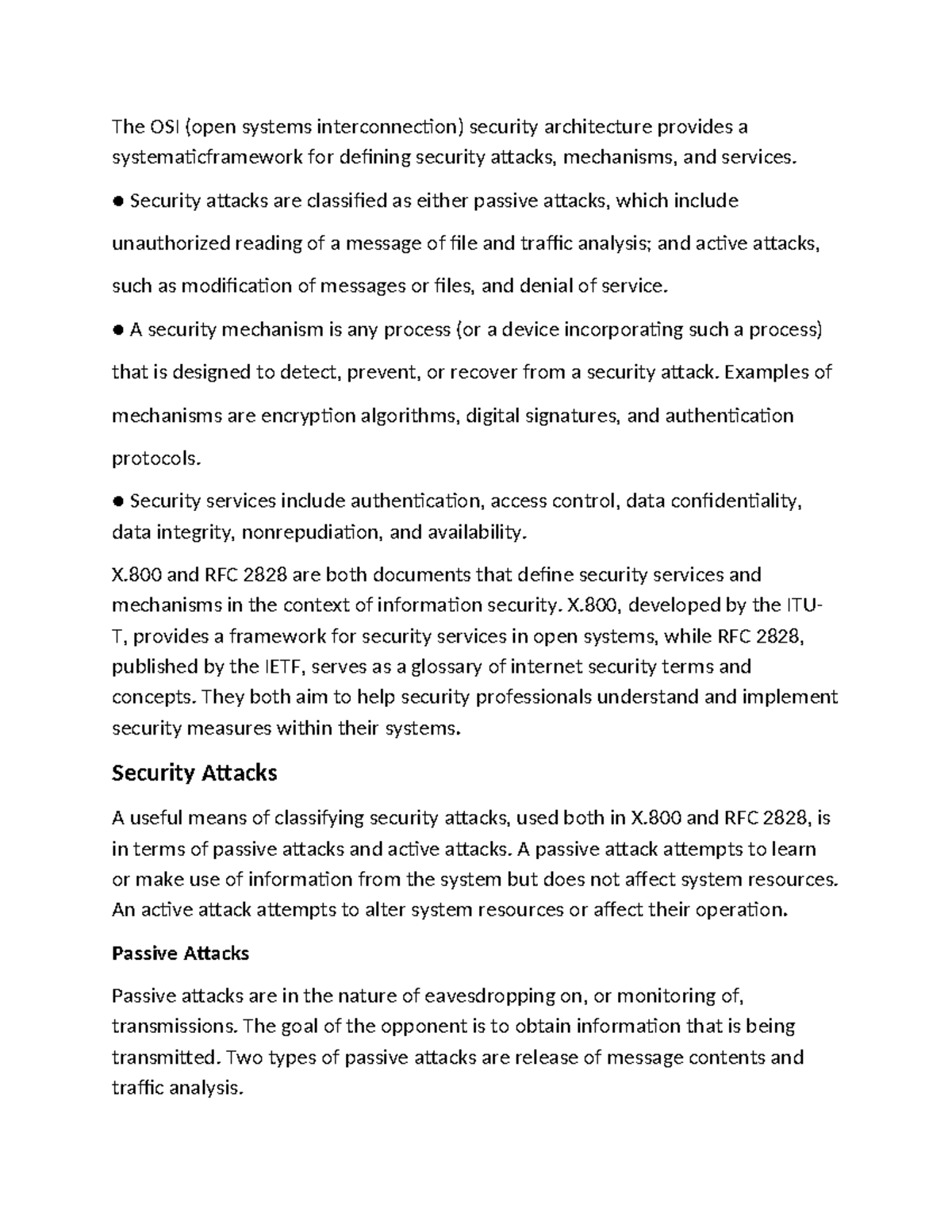 UNIT1IS - Cyber Security: OSI Security Architecture Overview - Studocu