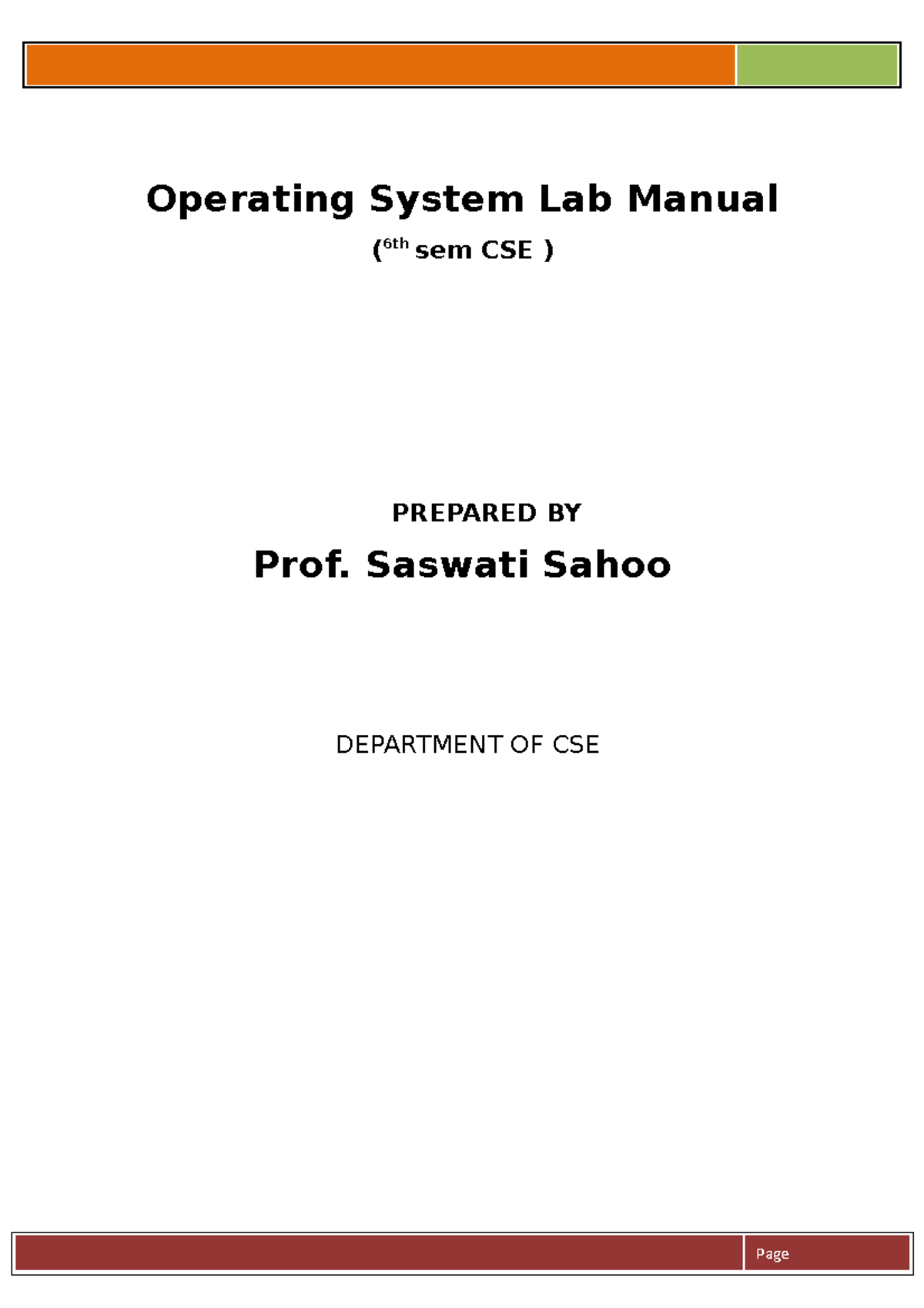 385837334 CSE 6th Sem OS Lab Manual and Practical Exercises - Studocu
