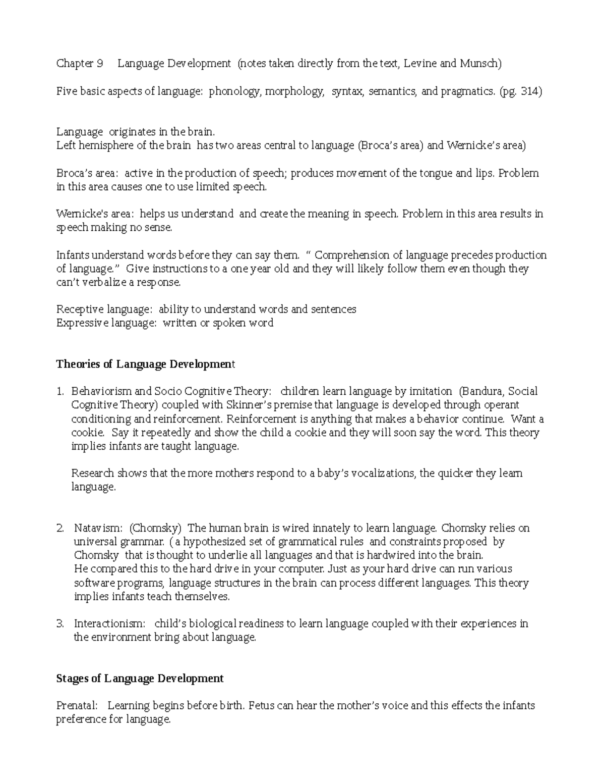 Chapter 9 Language - Lecture notes Lecture 17 - Chapter 9 Language ...