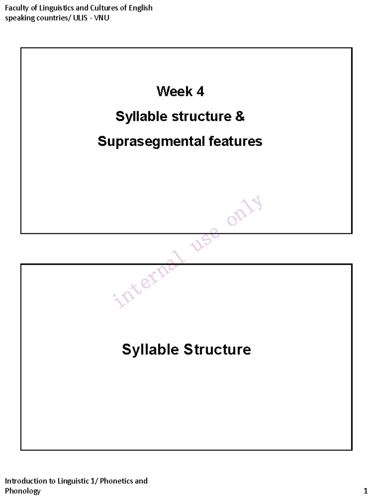 L04 - Phonology: Syllable Structure & Suprasegmental Features - Studocu