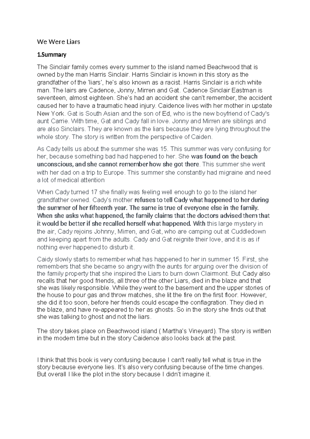 We Were Liars (Summary and Character Analysis) - Studeersnel