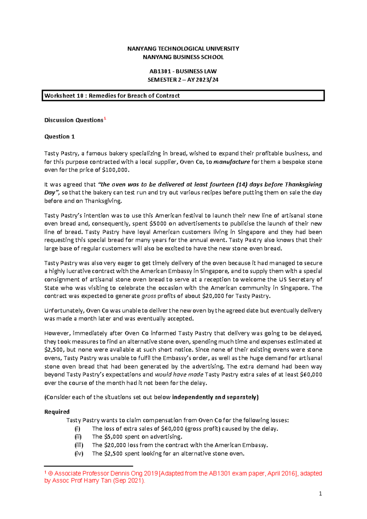 S10 Worksheet jan 24 - 1 NANYANG TECHNOLOGICAL UNIVERSITY NANYANG ...