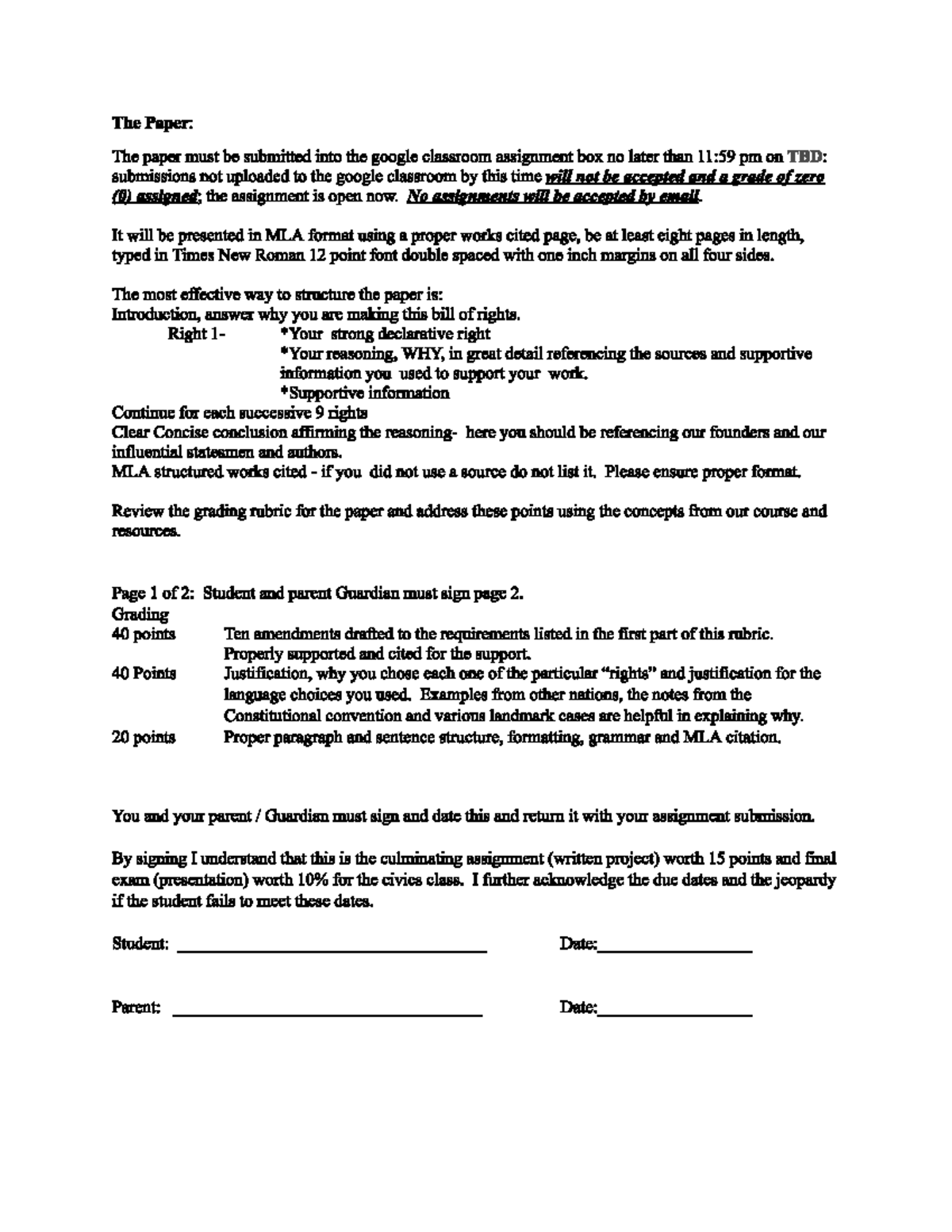 Final Exam Paper: Civics Project Submission Guidelines - Studocu