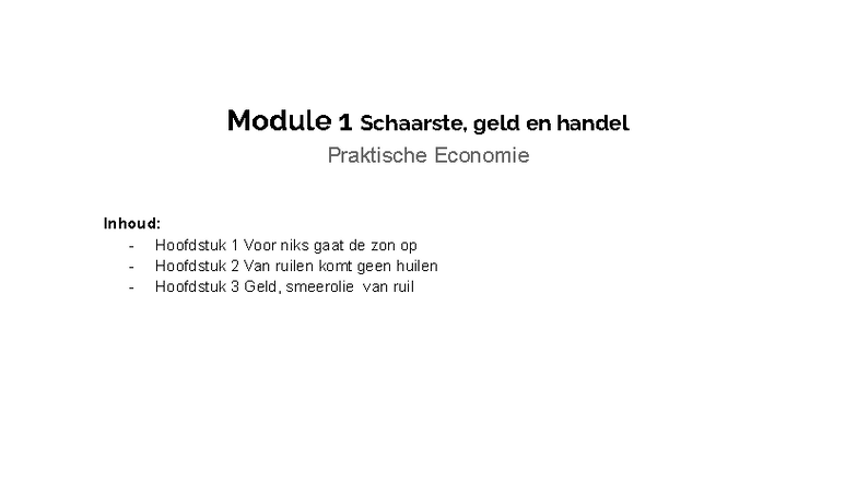 Economie M1 - Lesnotities over Schaarste, Geld en Handel - Studeersnel