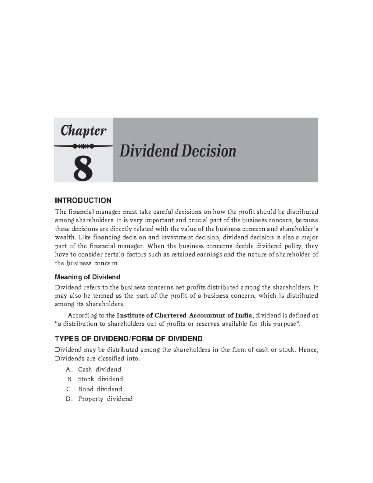 9. Chapter 8 - Understanding Dividend Decisions in Finance - Studocu
